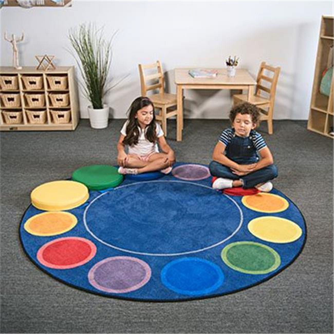 ECR4Kids ELR-FA1162-27EC 6 ft. Round Spot-On Seating Rug - Walmart.com