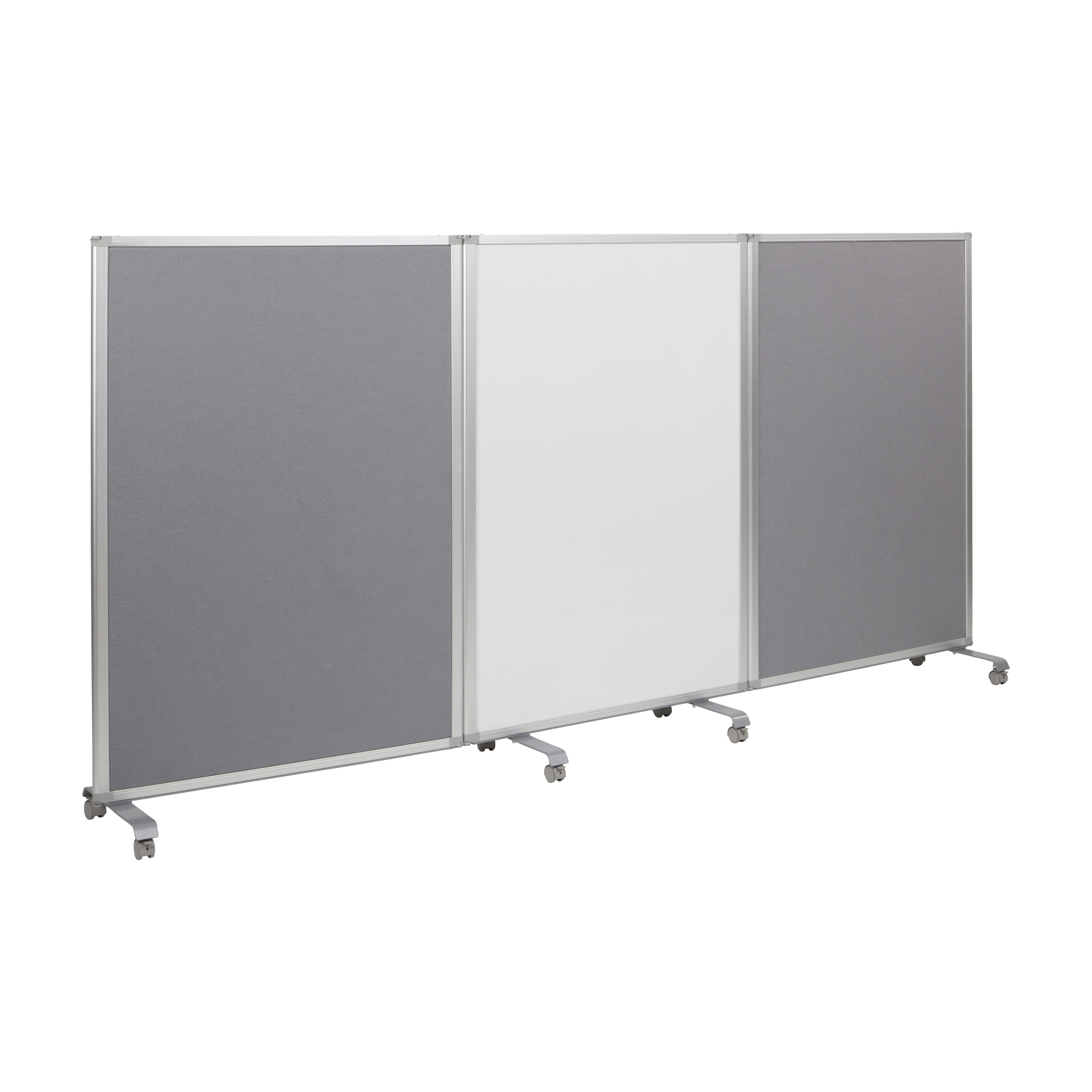 ECR4Kids Mobile Dry-Erase and Flannel Room Divider, 3-Panel, Grey ...