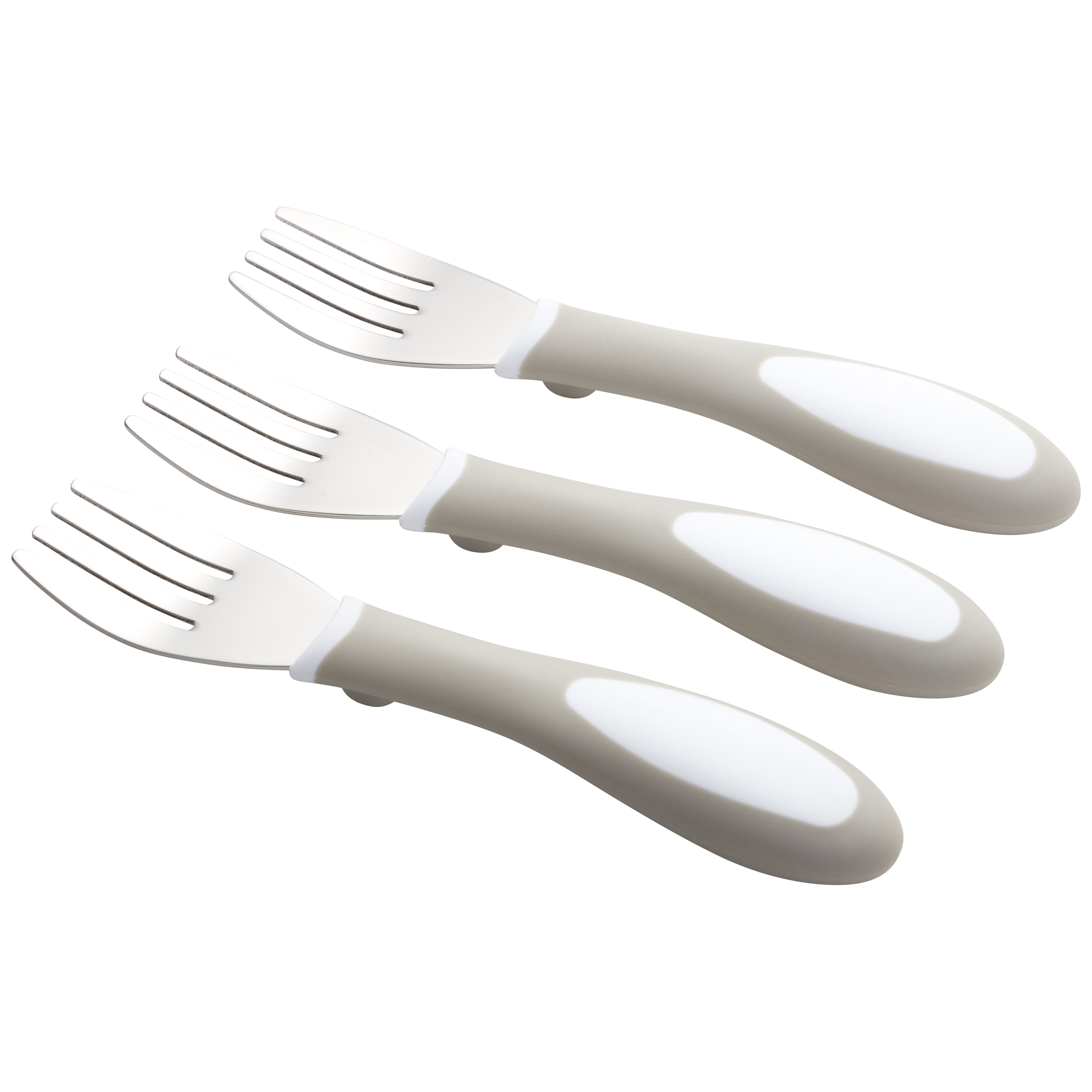 ECR4Kids My First Meal Pal Stainless Steel Forks, White, Light Grey, 3 ...