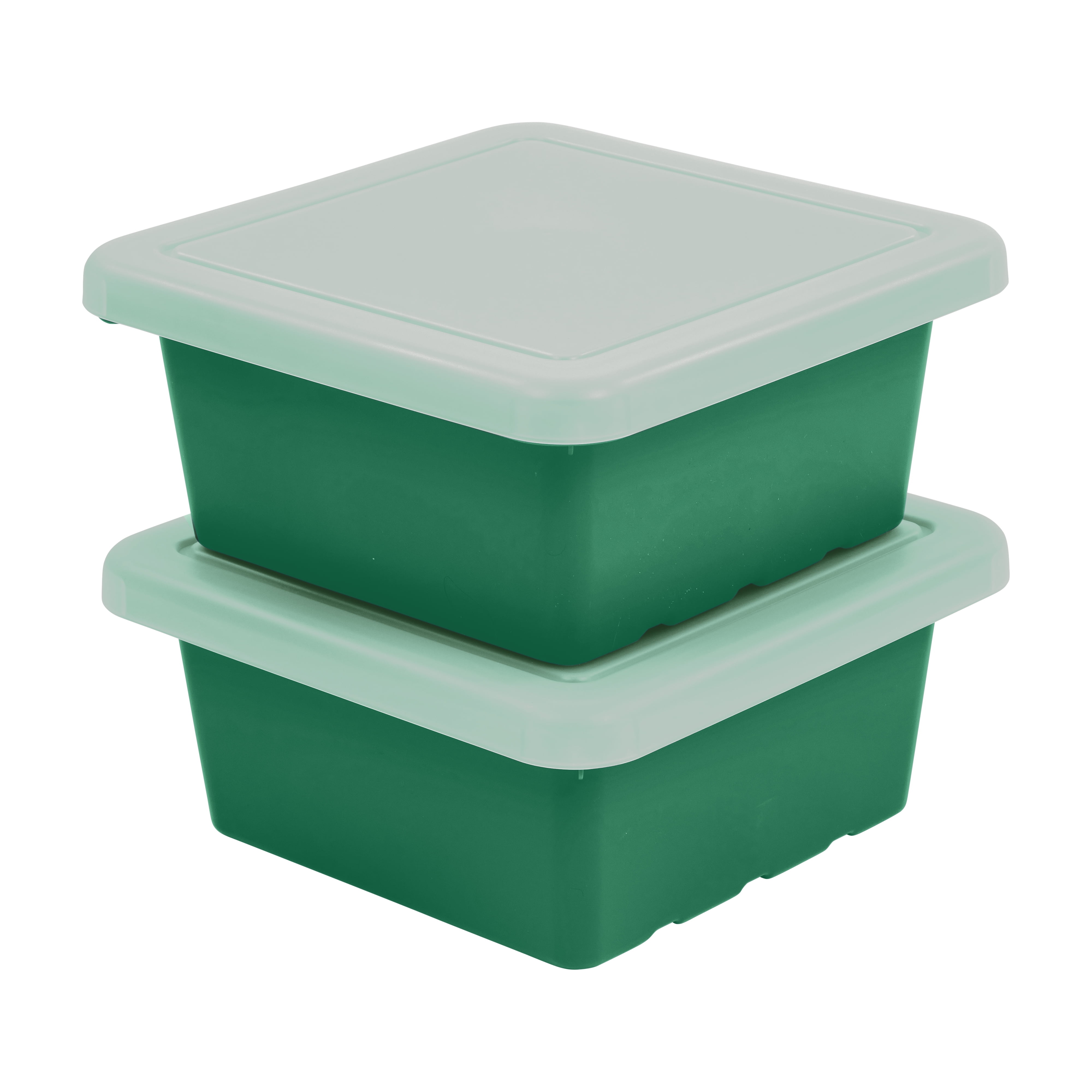 ECR4Kids Square Bin with Lid, Green, 2-Pack - Walmart.com