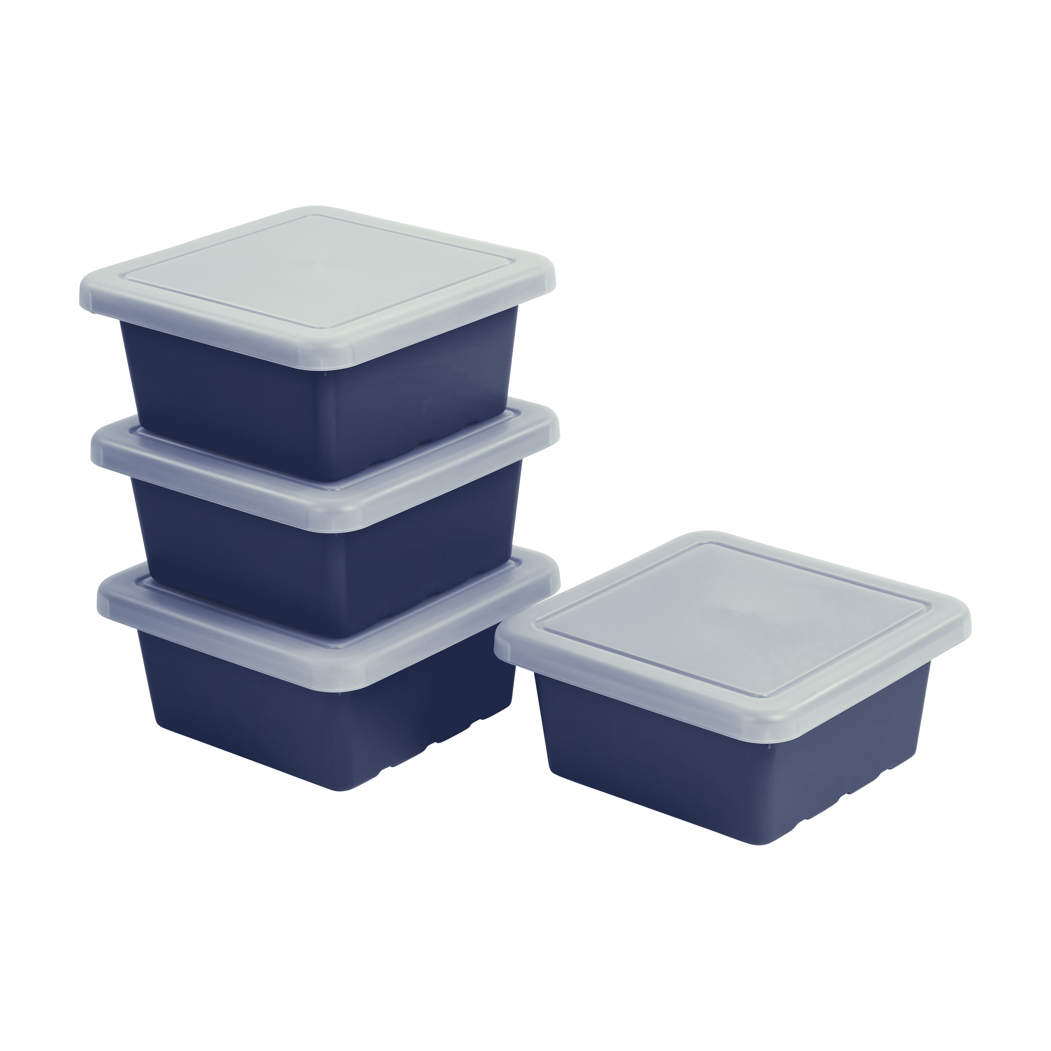 ECR4Kids Stackable Square Bins with Non-Snap Lids, Multipurpose ...