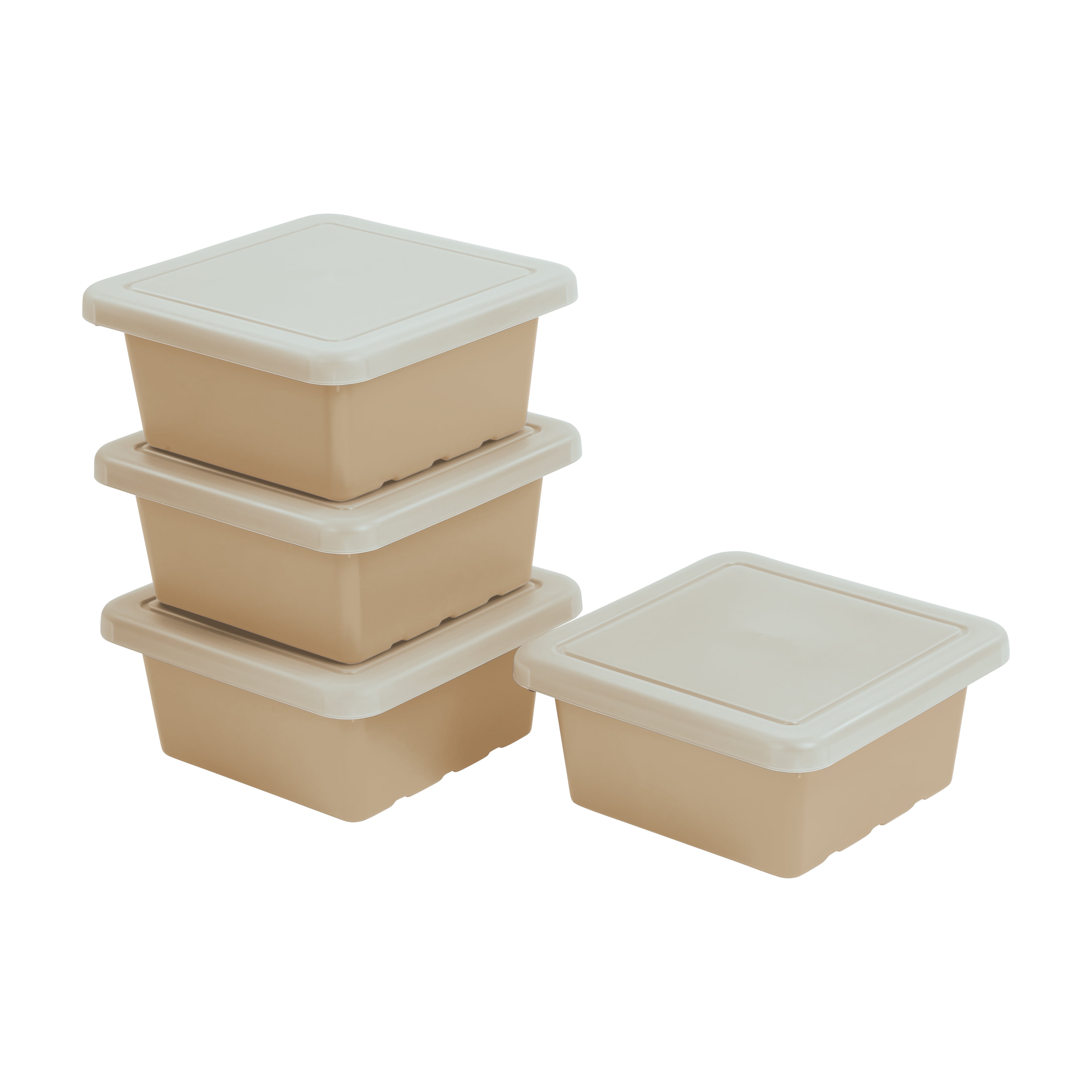 Stackable Square Bins with Non-Snap Lids - Walmart Business Supplies