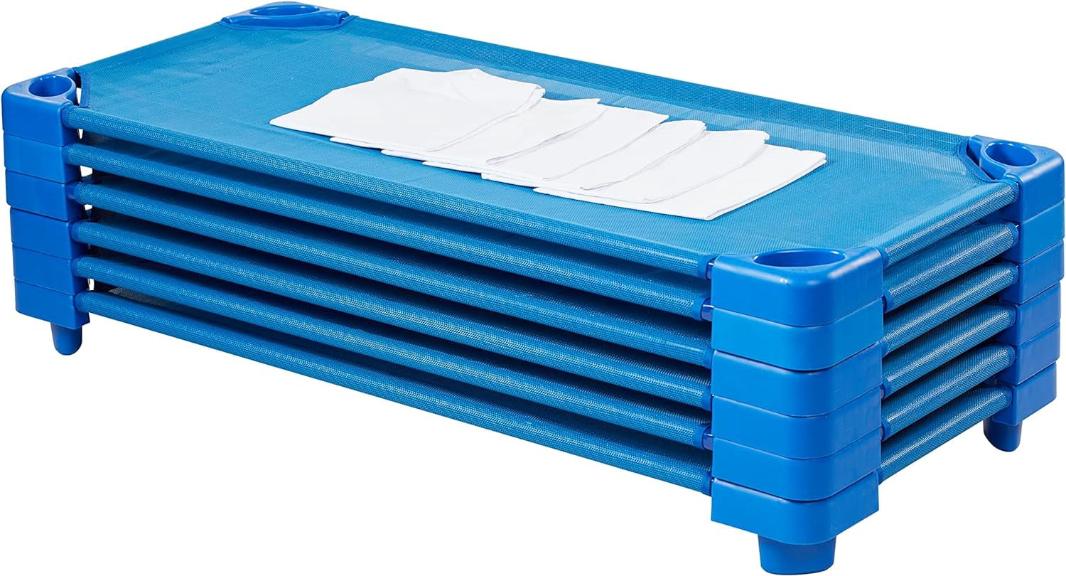 ECR4Kids Stackable Kiddie Cot with Sheet, Standard Size, Classroom ...
