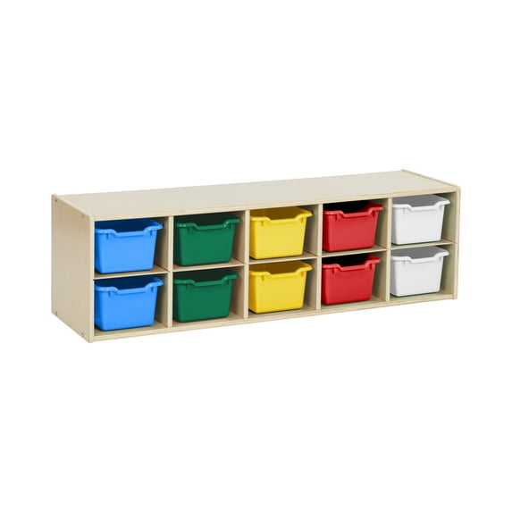 ECR4Kids Streamline 10 Cubby Tray Cabinet and 10 Scoop Front Bins, 2x5 ...