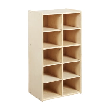 ECR4Kids Streamline 15 Cubby Tray Storage Cabinet, 5x3, Natural ...