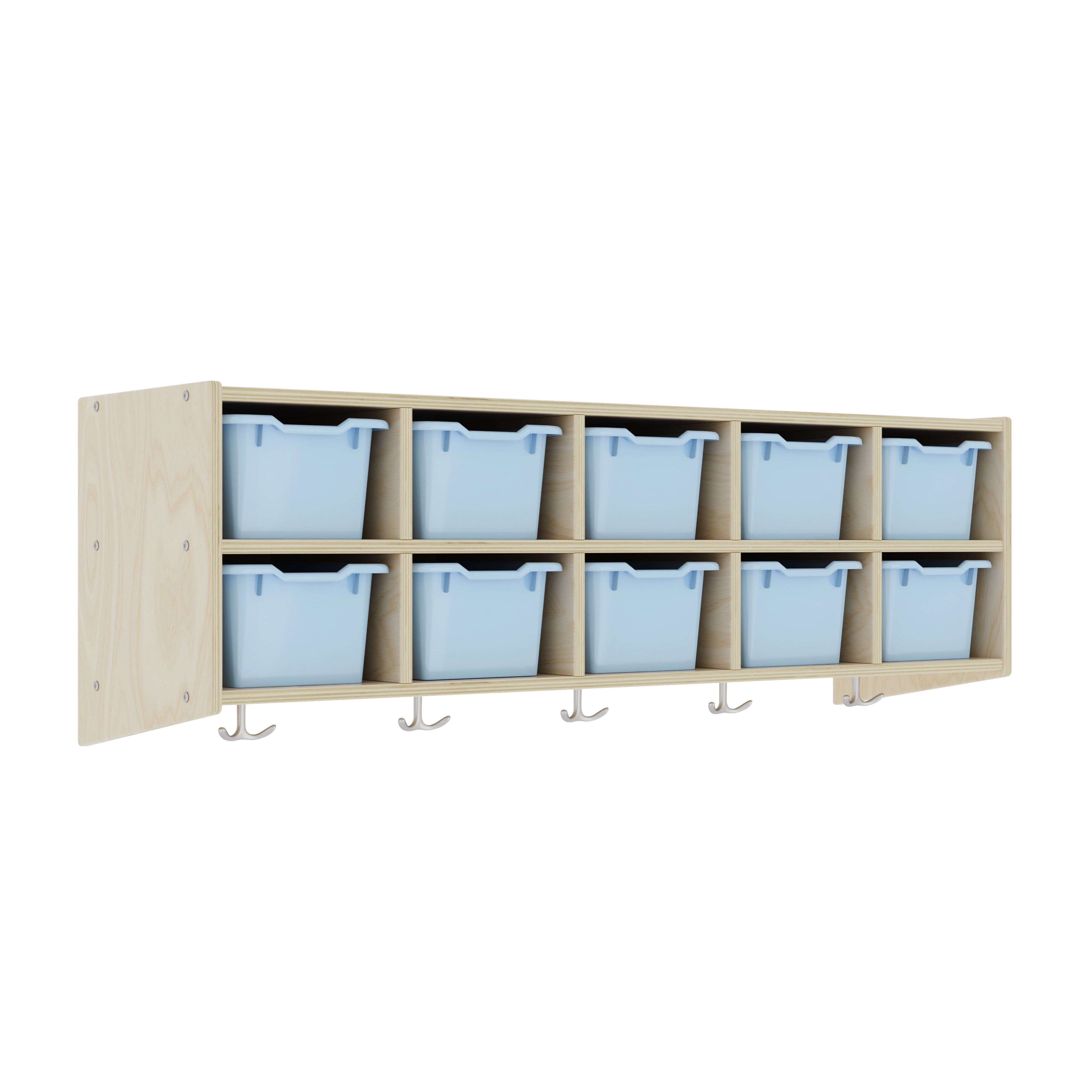 ECR4Kids Streamline 10-Section Hanging Cubby Coat Locker and 10 Scoop ...