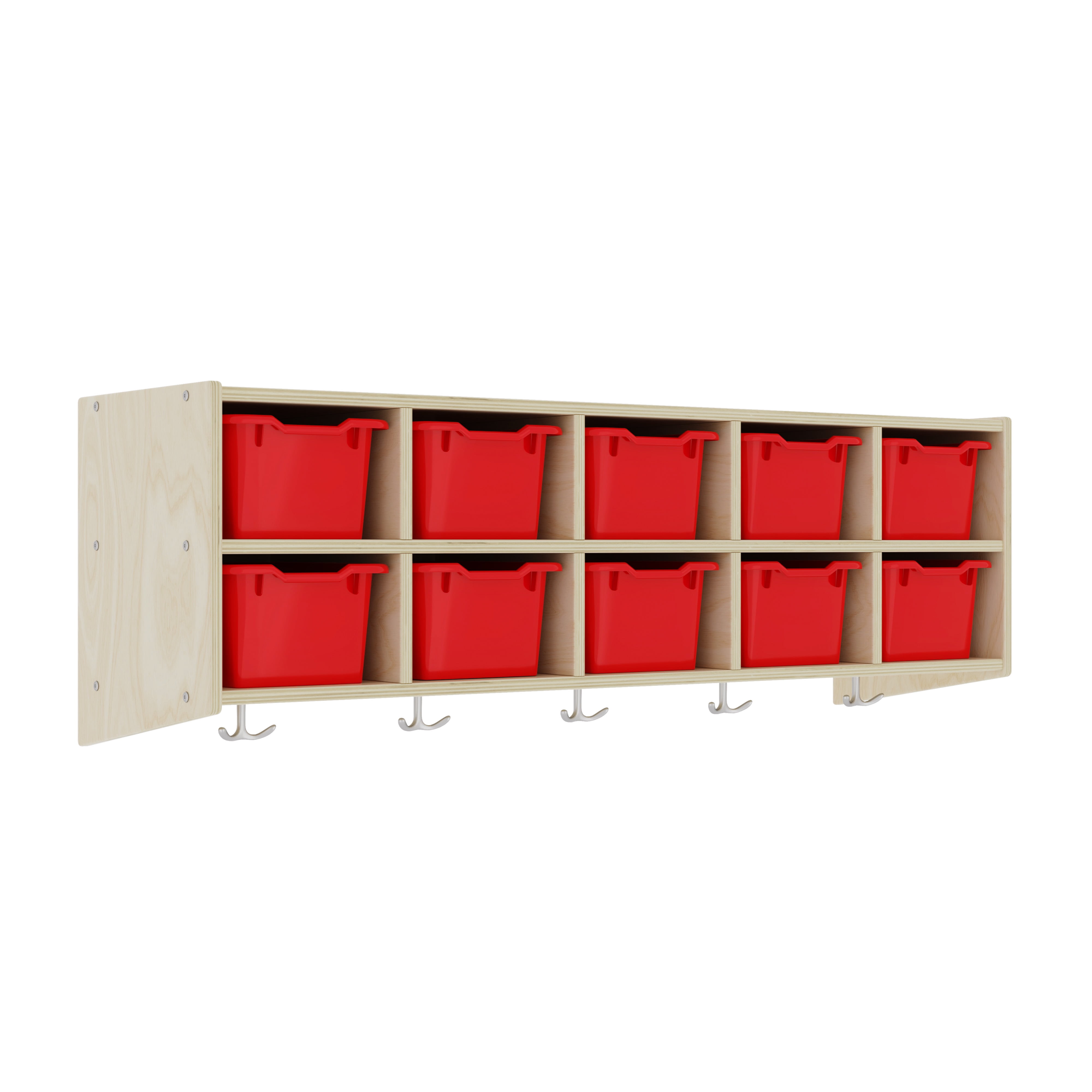 ECR4Kids Streamline 10-Section Hanging Cubby Coat Locker and 10 Scoop ...