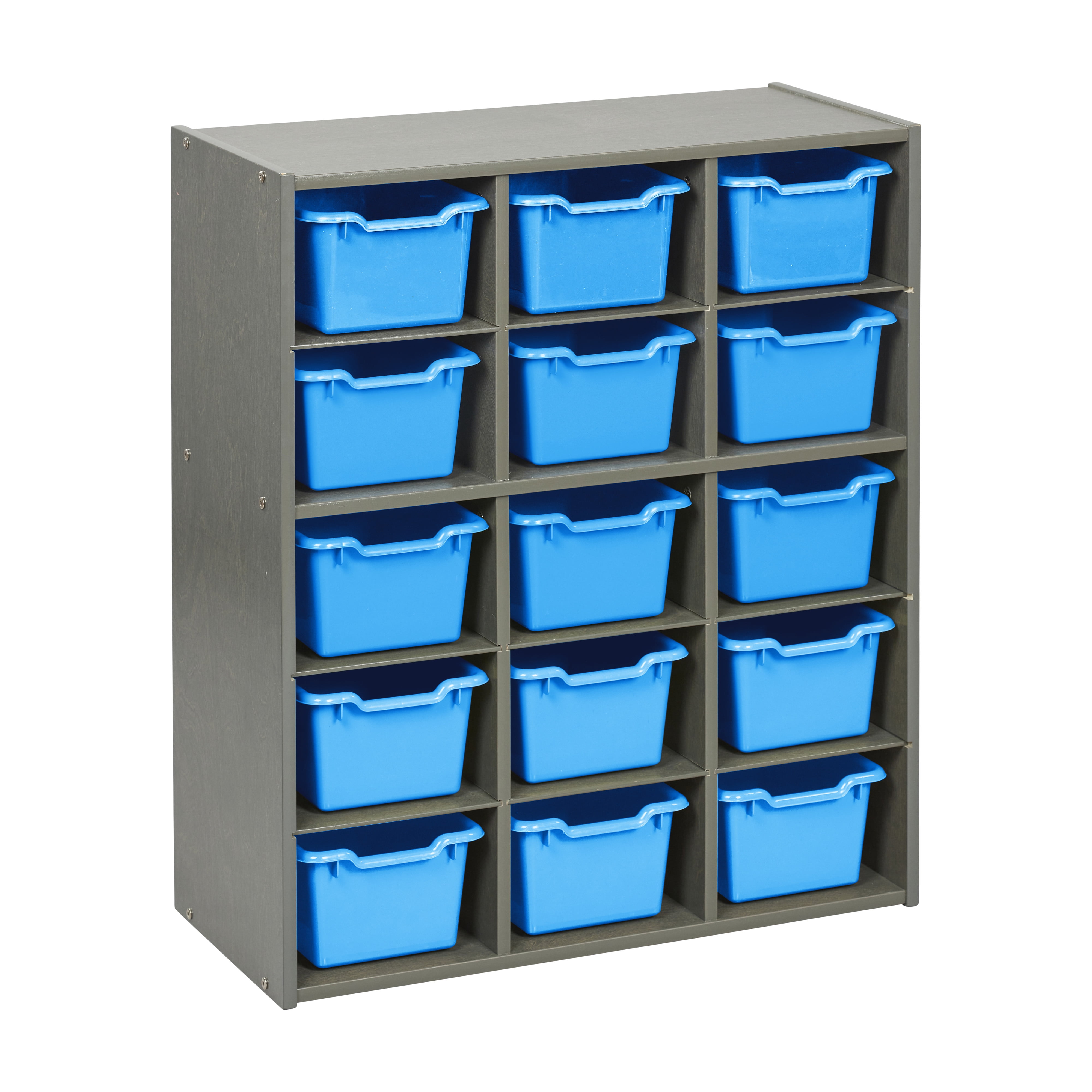 ECR4Kids Streamline 15 Cubby Tray Cabinet and 15 Scoop Front Bins, 5x3 ...
