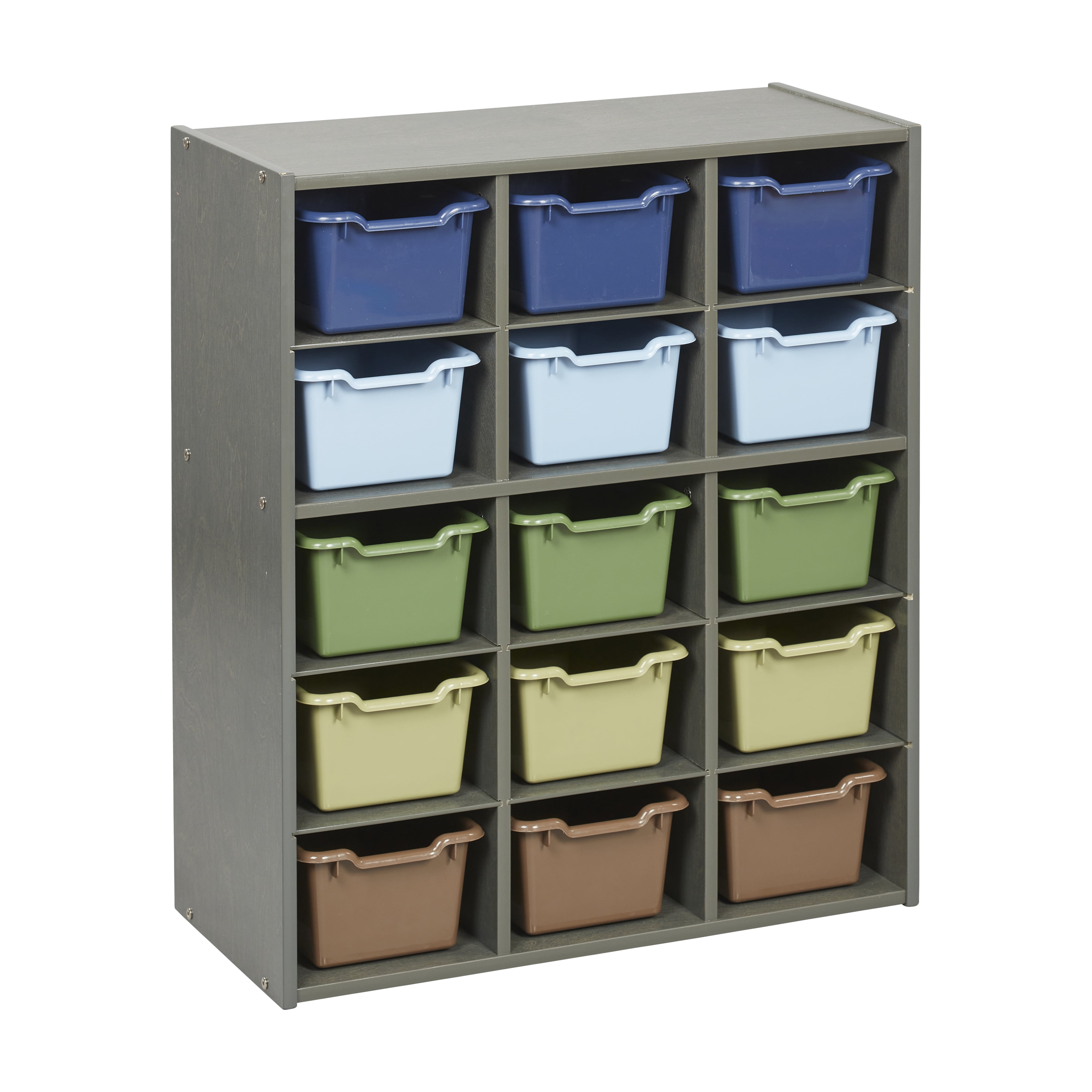 ECR4Kids Streamline 15 Cubby Tray Cabinet with 15 Scoop Front Storage ...