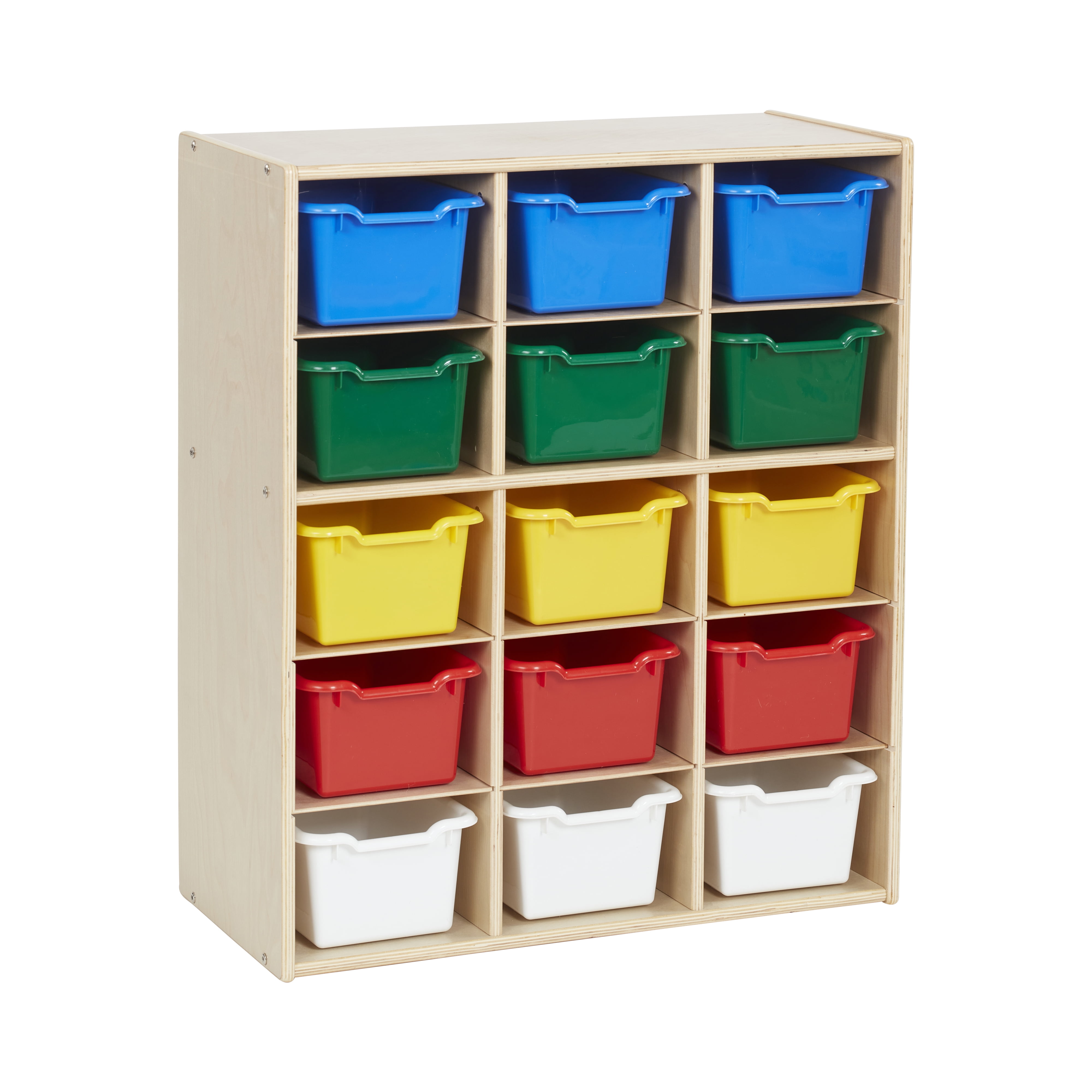 ECR4Kids Streamline 15 Cubby Tray Cabinet and 15 Scoop Front Bins, 5x3 ...