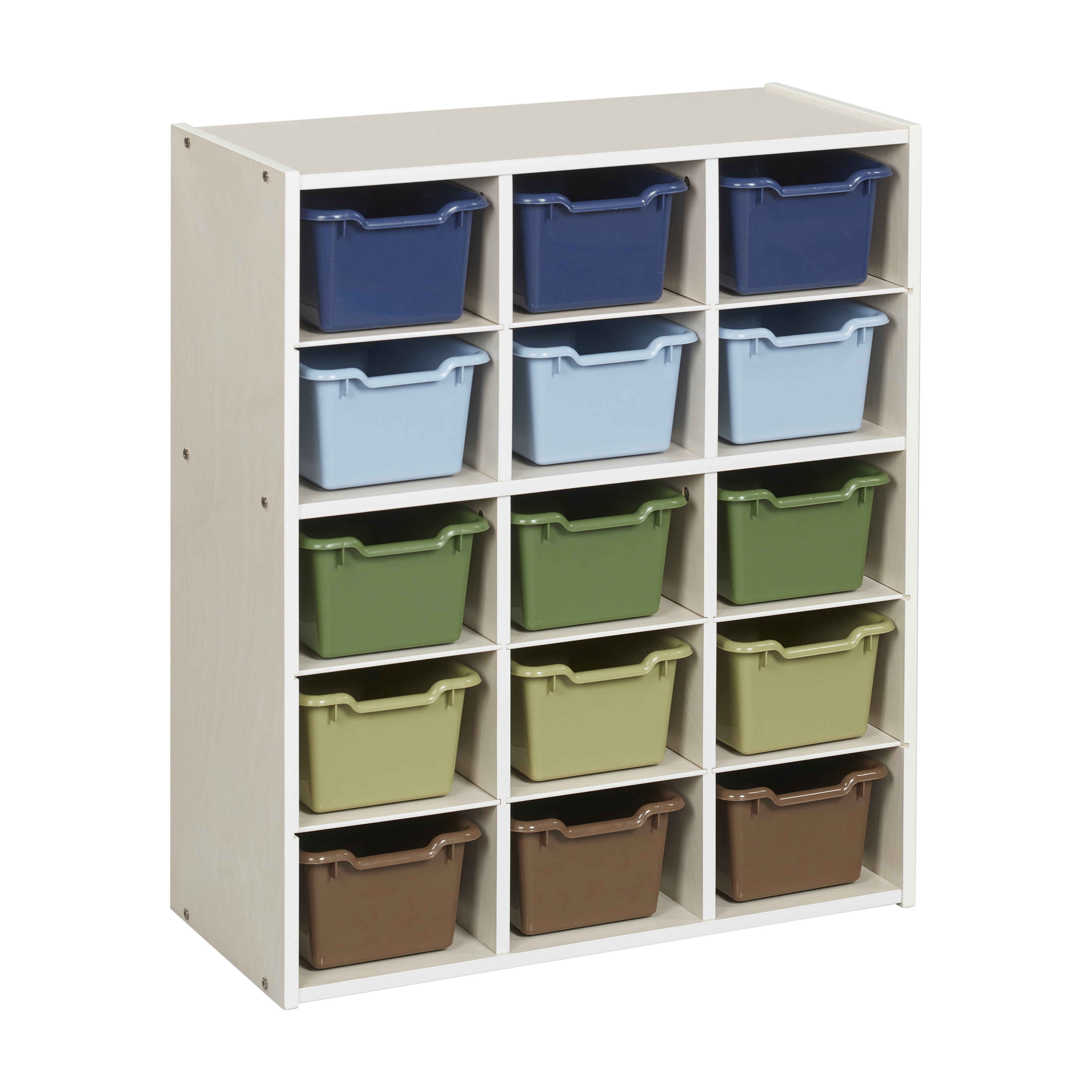 ECR4Kids Streamline 15 Cubby Tray Cabinet and 15 Scoop Front Bins, 5x3 ...