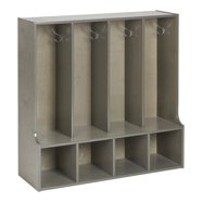 ECR4Kids Streamline 5-Section Toddler Coat Locker with Bench, White ...