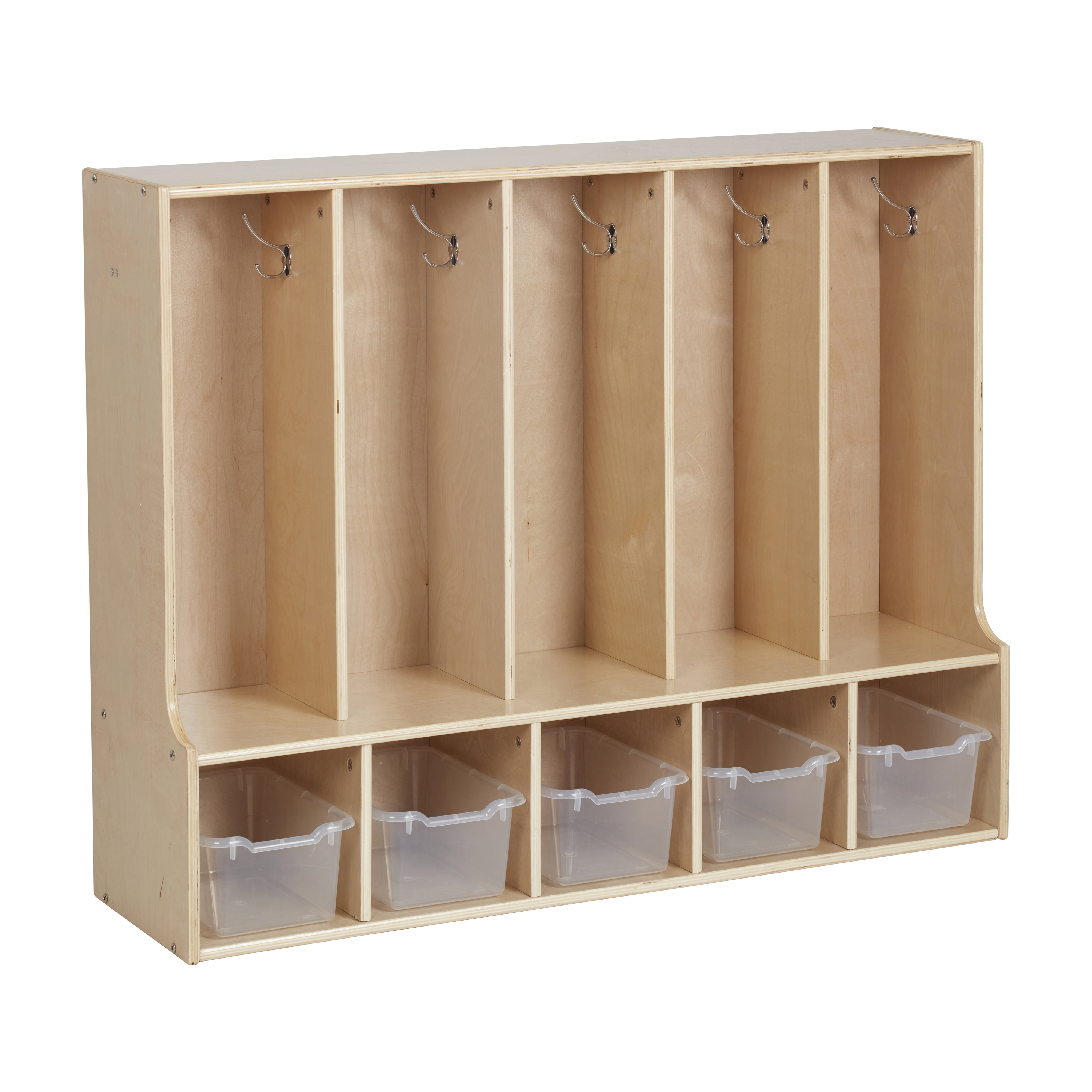 ECR4Kids Streamline 5-Section Toddler Coat Locker with Bench and 5 ...