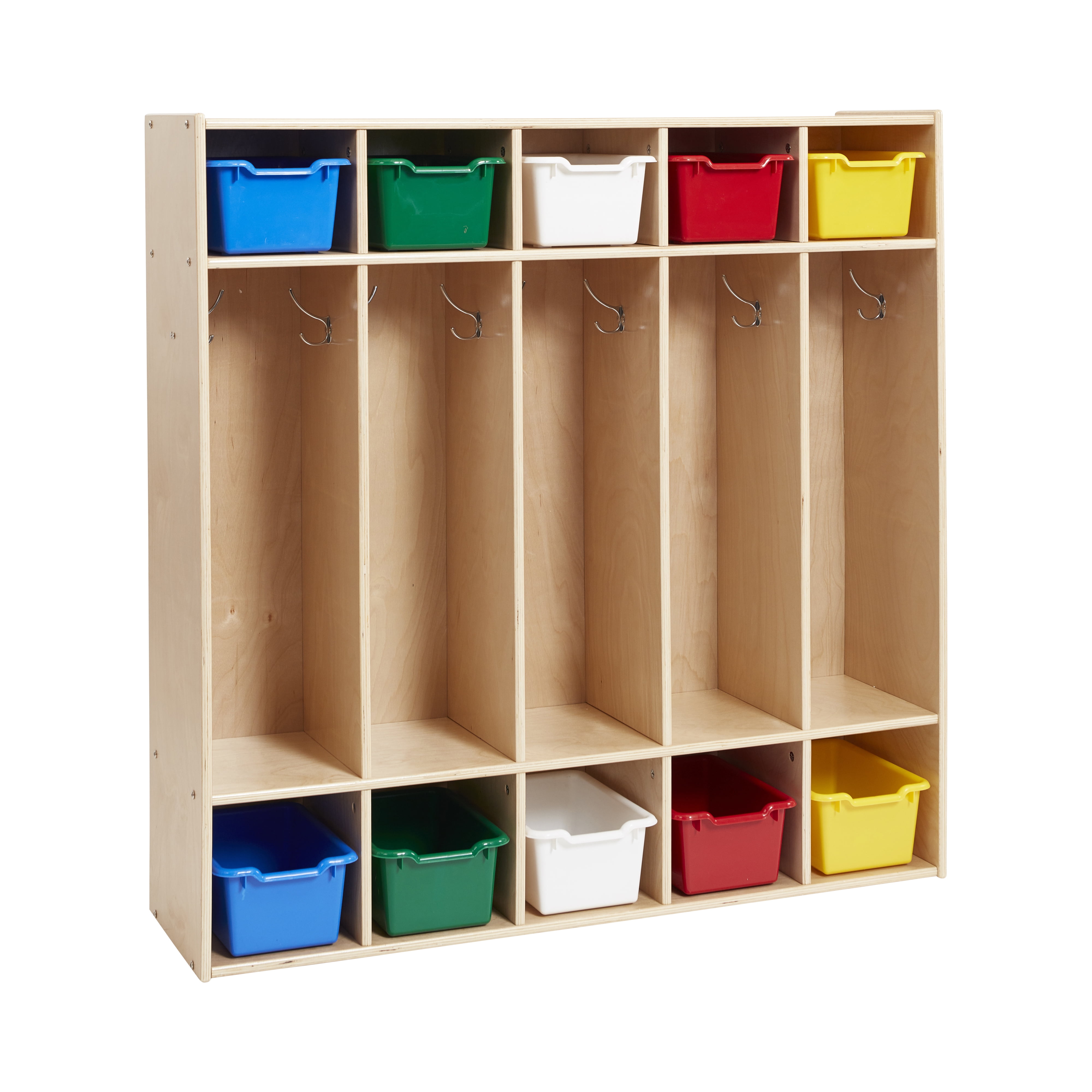 ECR4Kids Streamline 5-Section Wooden Coat Locker, Cubby Storage for ...