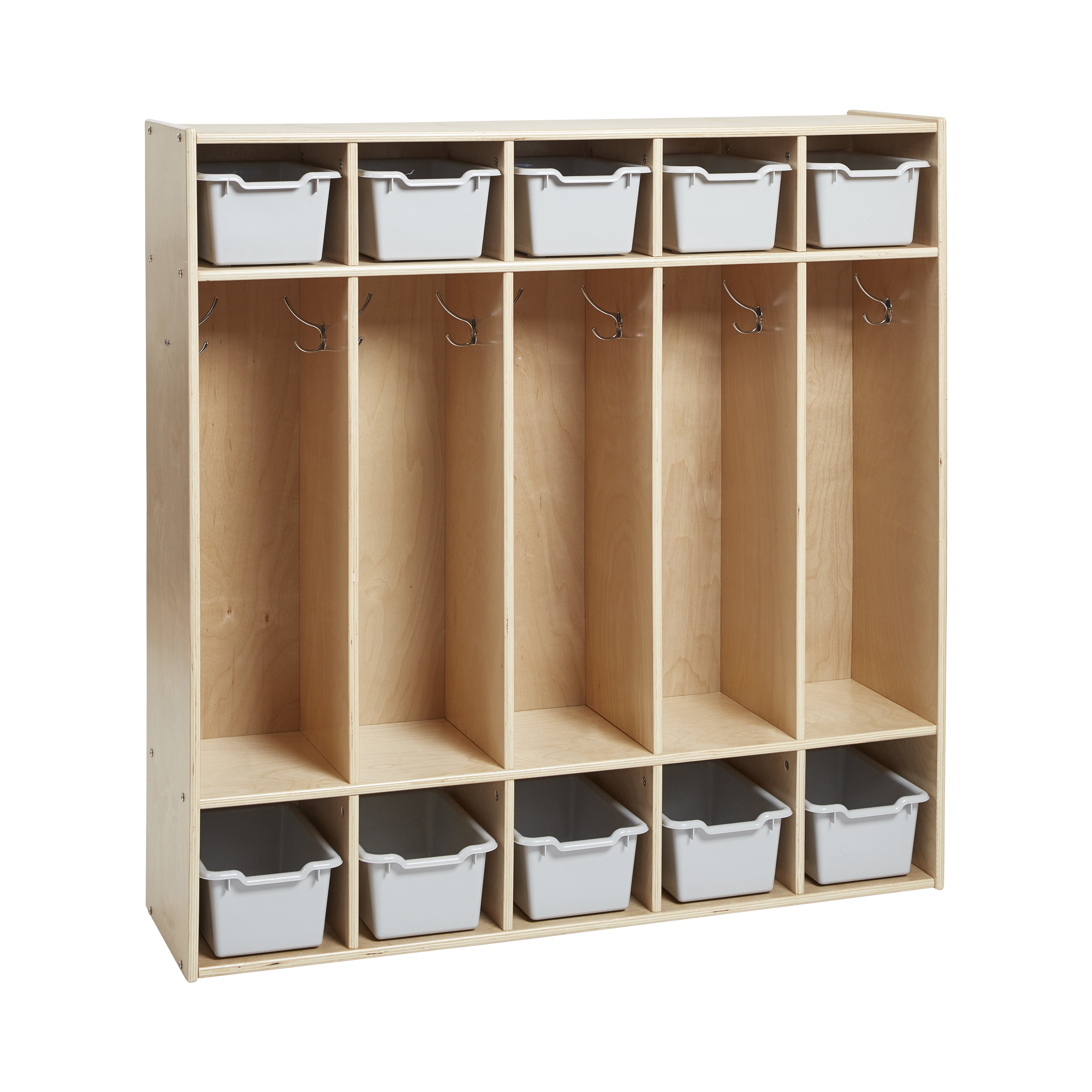 ECR4Kids Streamline 5-Section Coat Locker with Scoop Front Storage Bins ...
