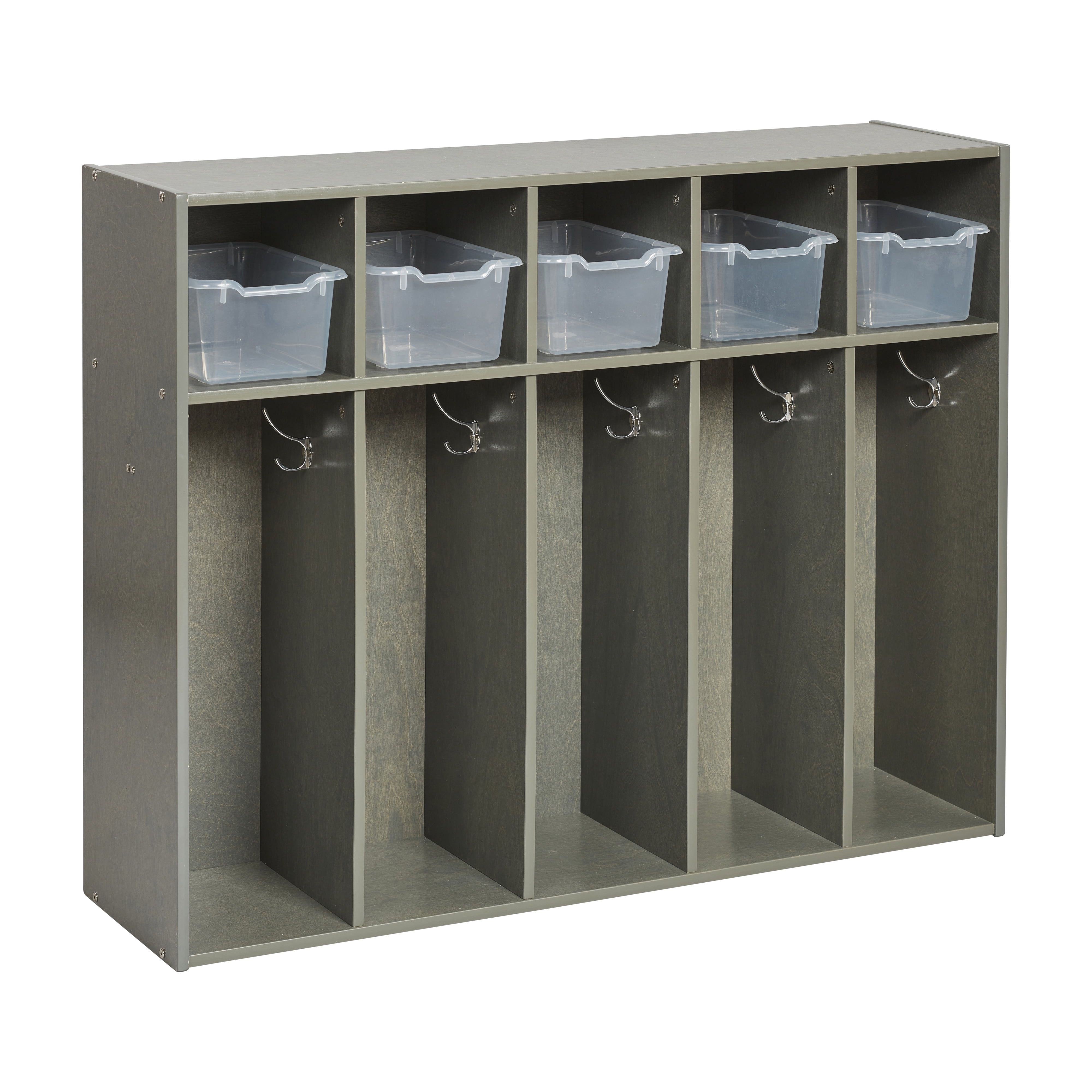 ECR4Kids Streamline 5-Section Toddler Coat Locker and 5 Scoop Front ...