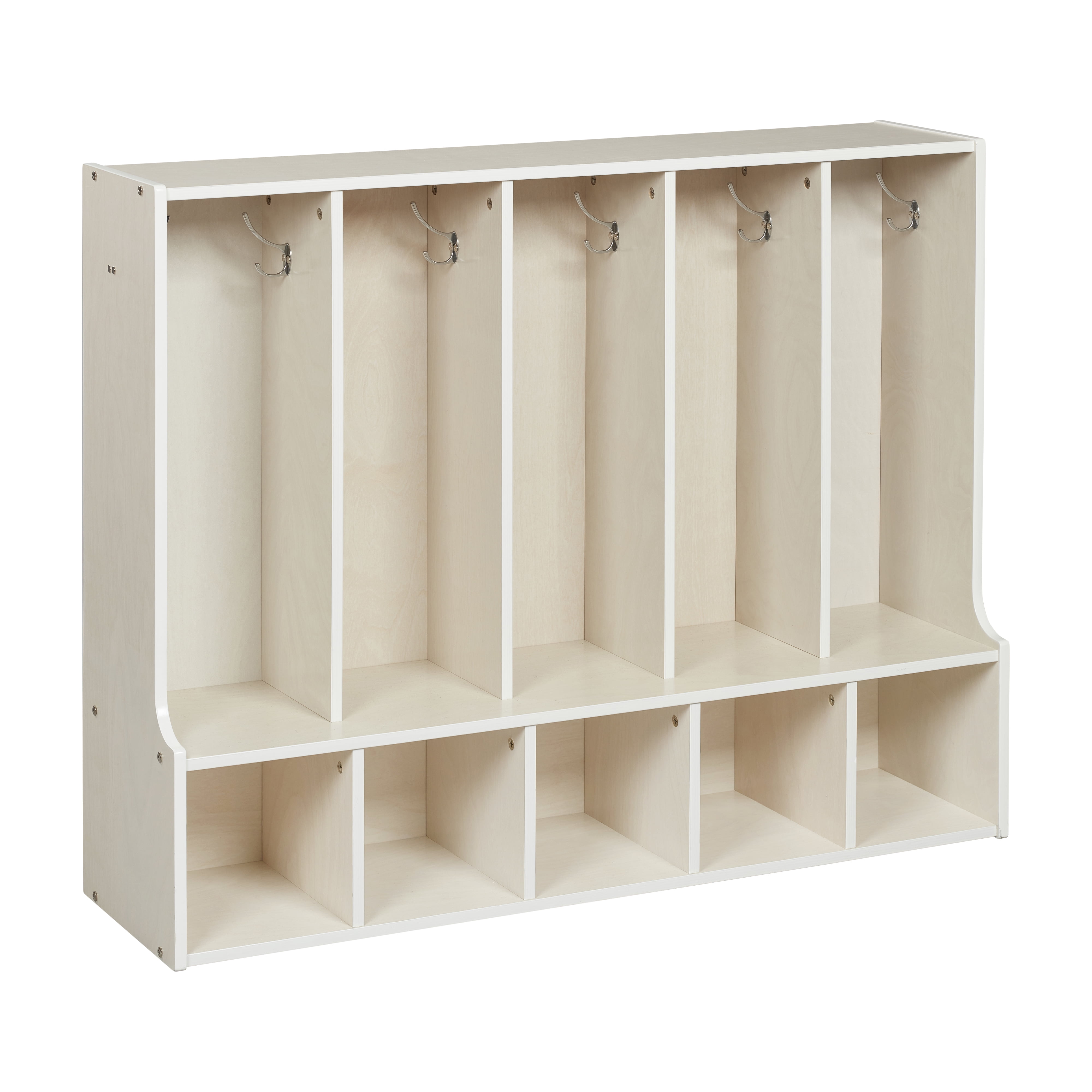 ECR4Kids Streamline 5-Section Toddler Coat Locker with Bench, White ...