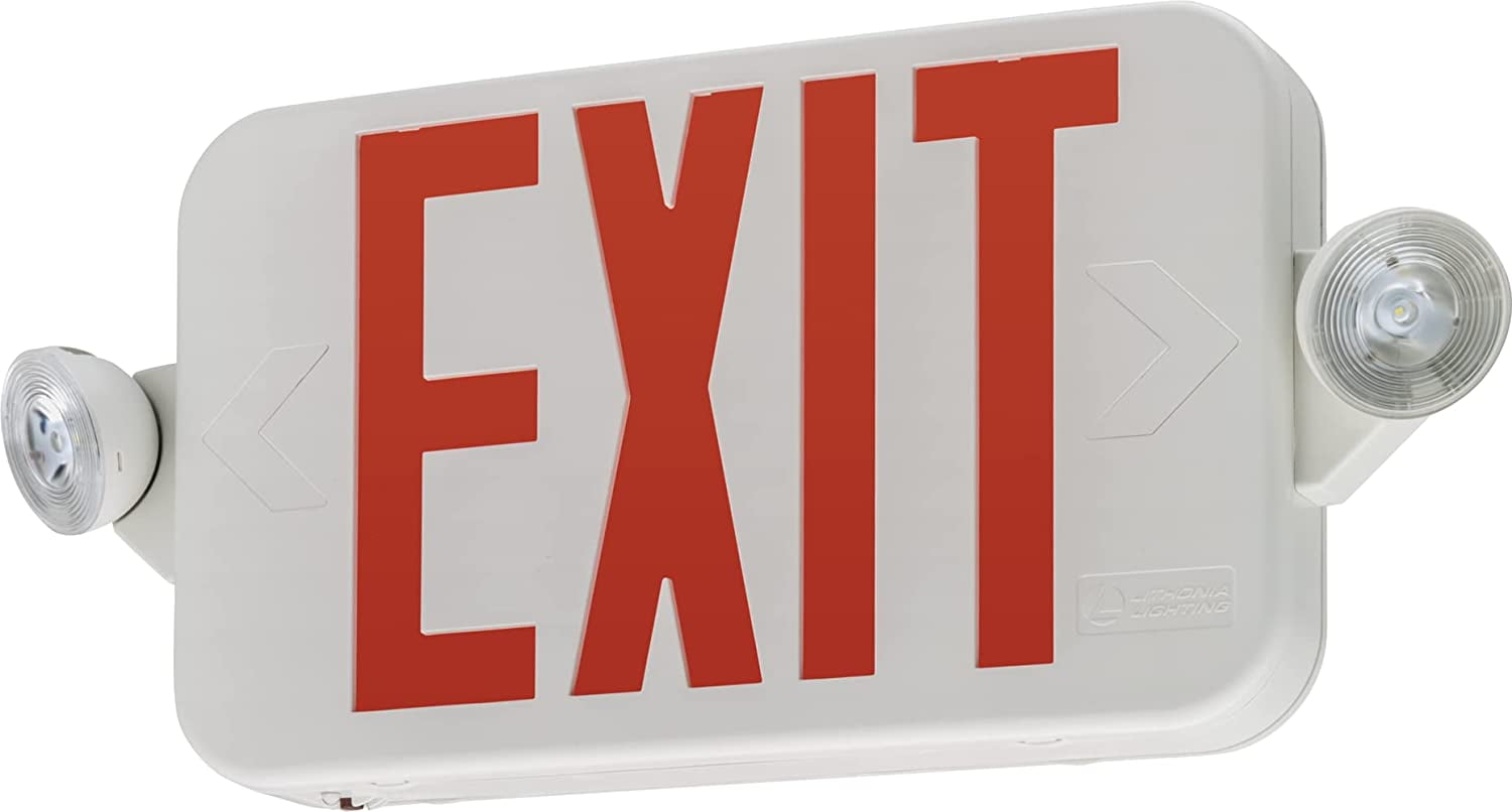 ECRG Basics LED Exit Sign/Emergency Light Combo, Red/Green Switchable ...