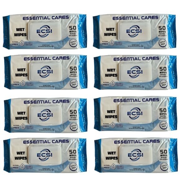 ECS Adult Wet Wipes 9"X13" with Vitamin E and Lanolin - 8 Packs 400Ct ...