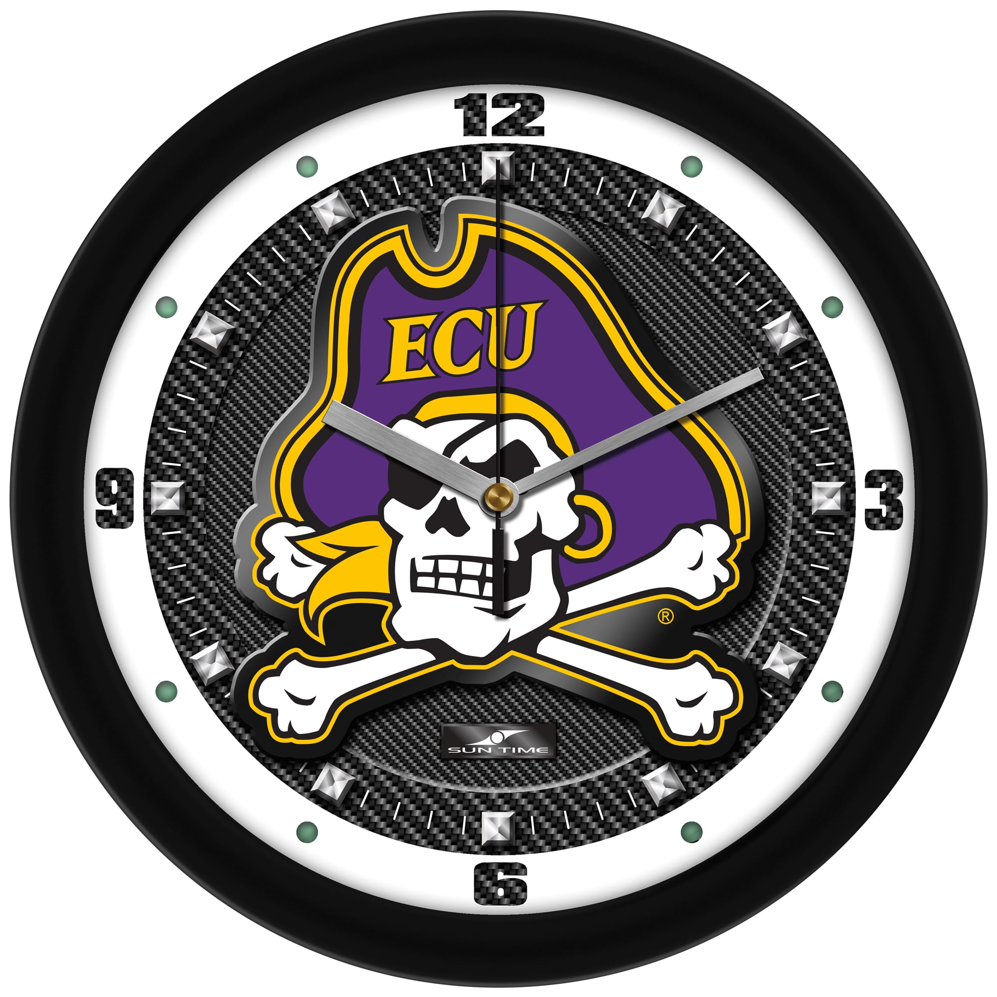 ECU Pirates 11.5'' Suntime Premium Glass Face Carbon Fiber Wall Clock ...