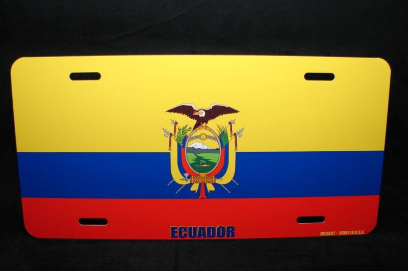 ECUADOR FLAG METAL CAR LICENSE PLATE BANDERA ECUADOR ECUADORIAN FLAG ...