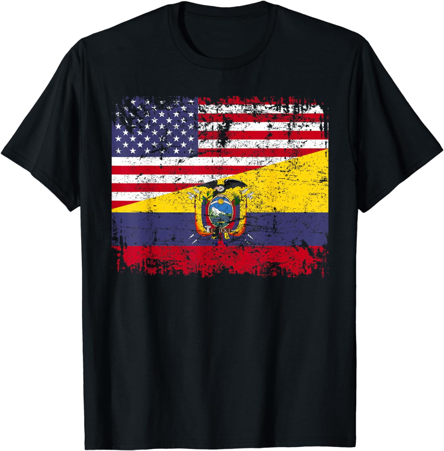 ECUADORIAN ROOTS | Half American Flag | USA ECUADOR FLAG T-Shirt ...
