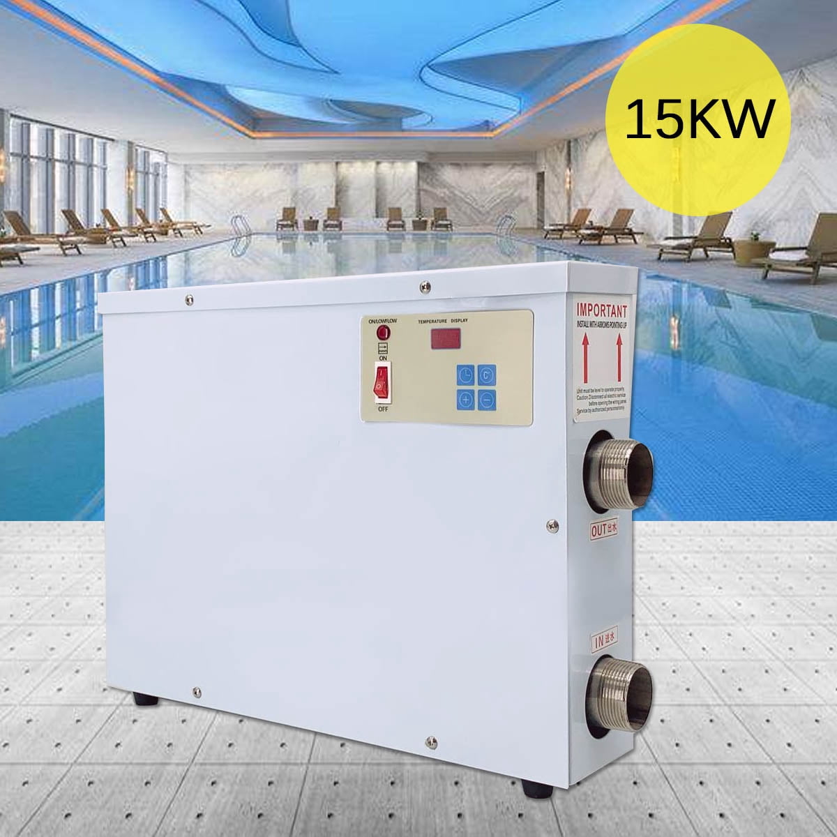 ECUTEE 15KW 220V Electric Swimming Pool Water Heater Thermostat Hot Tub ...