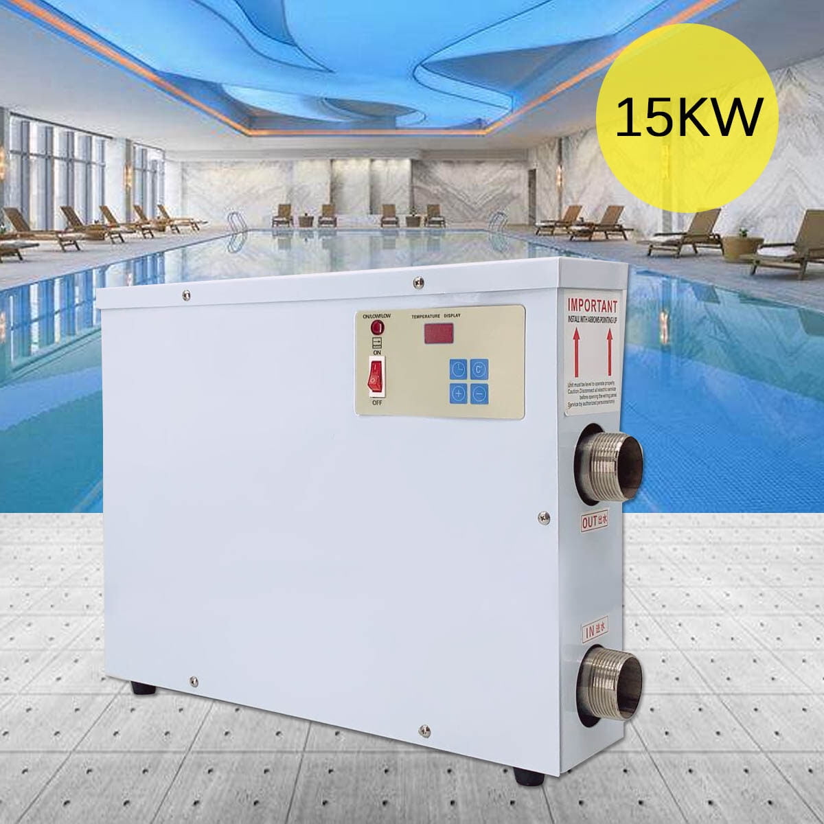 ECUTEE 15KW 220V Electric Swimming Pool Water Heater Thermostat Hot Tub ...