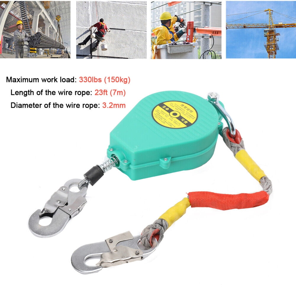ECUTEE 23ft Self Retracting Lifeline Lanyard 330lbs Fall Arrester Fall Protection &Hook ...