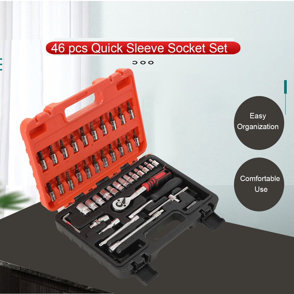 ECUTEE 46 Pcs 1/4” Drive Socket Ratchet Wrench Set with Storage Case ...
