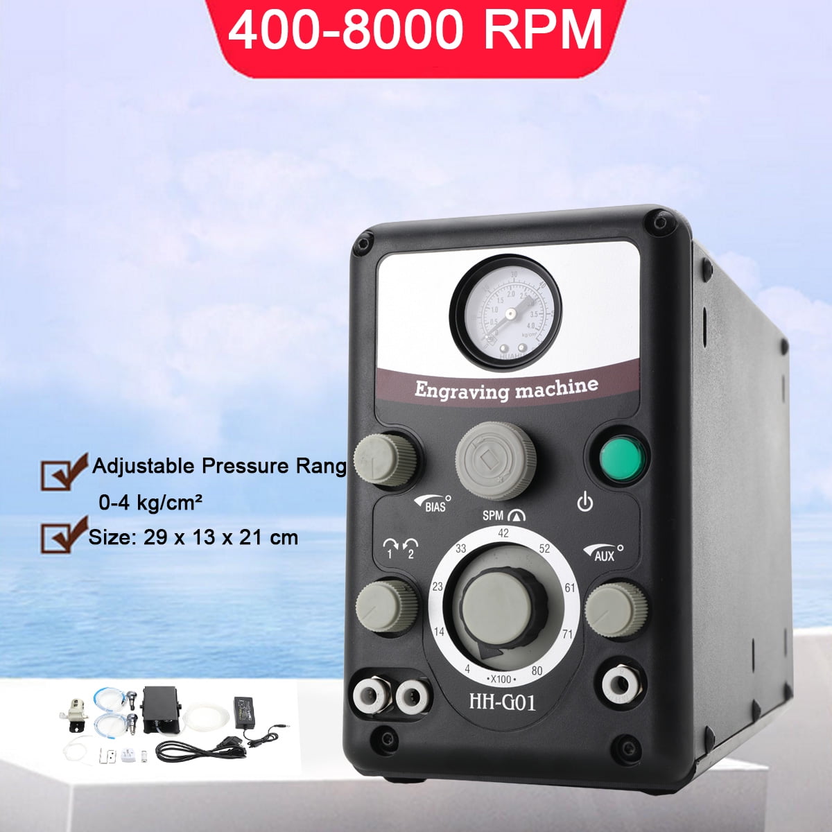 ECUTEE Jewelry Pneumatic Engraving Machine 400-8000 RPM Adjustable ...