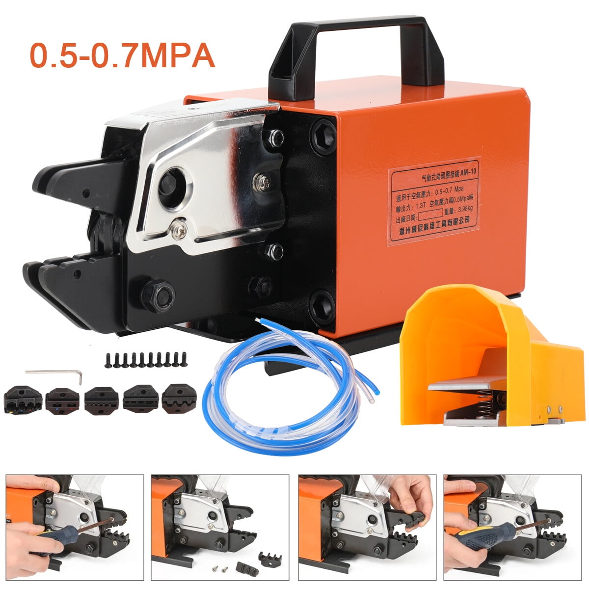 ECUTEE Pneumatic Crimping Tool Am-10, Air Powered Wire Terminal ...