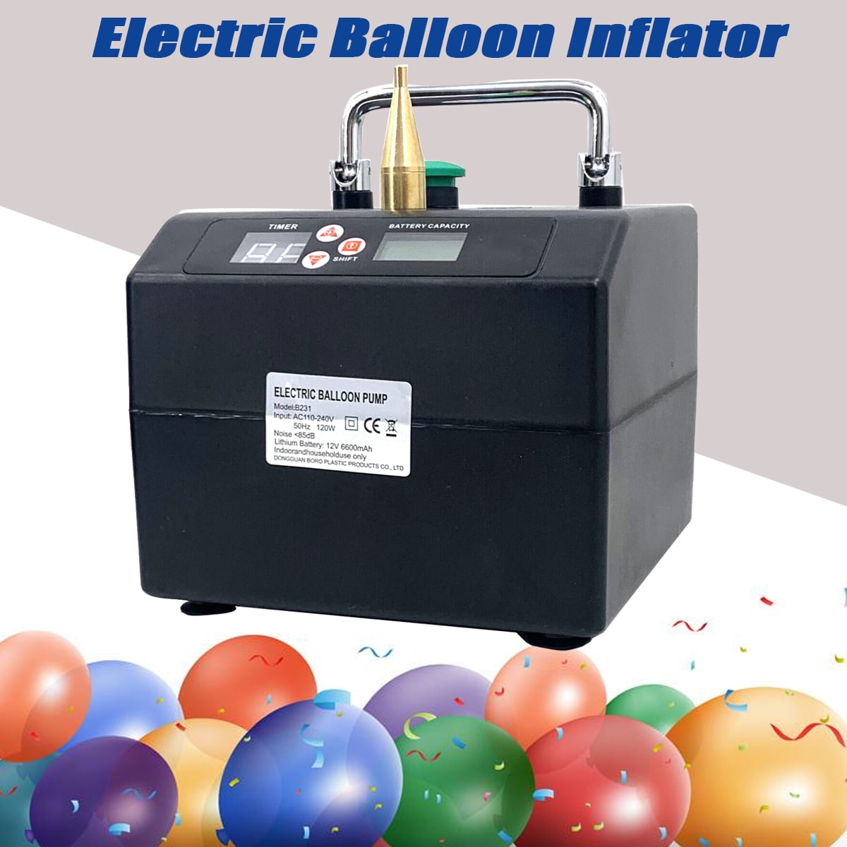 ECUTEE Portable Electric Balloon Inflator, Air Blower Pump with Timer ...