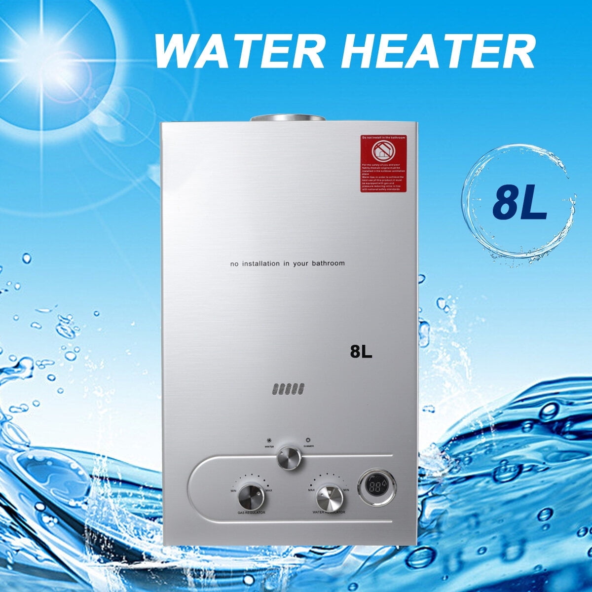 ECUTEE Propane Gas Hot Water Heater 8L Tankless Instant Heater with ...