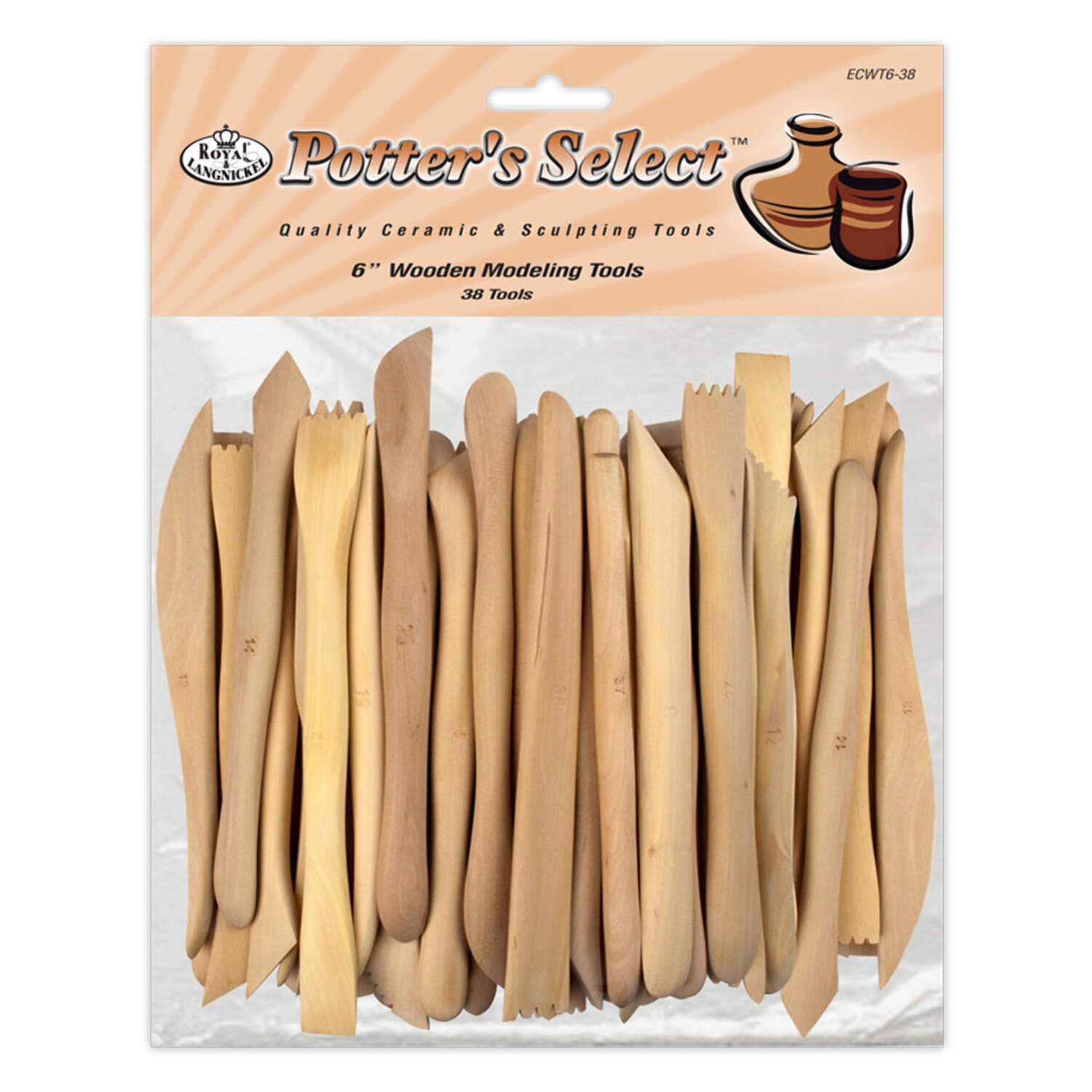 ECWT6-38 | Potter's Select™ 38pc 6" Wooden Modeling Tools - Walmart.com