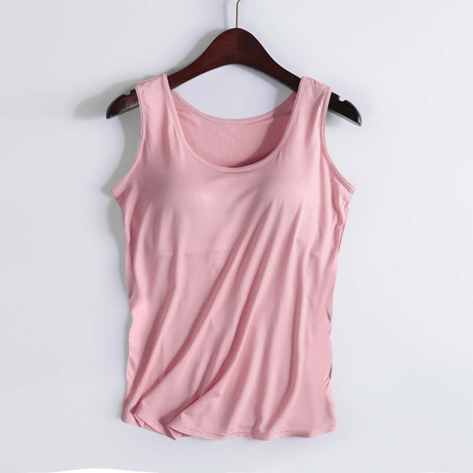 ECZHAW Clearance,Tank Top with Built in Bra for Women Workout Gym Basic Tanks Summer Casual ...