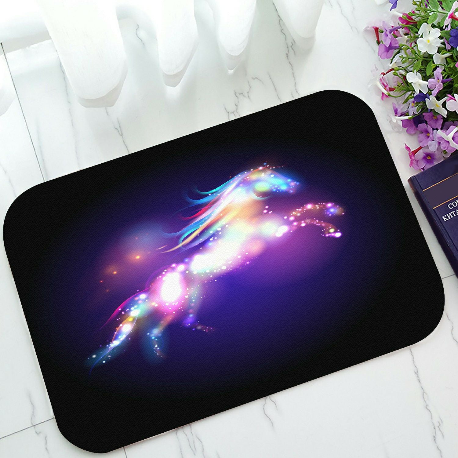 ECZJNT 2014 new year design with abstract neon horse Doormat Bath Mat ...