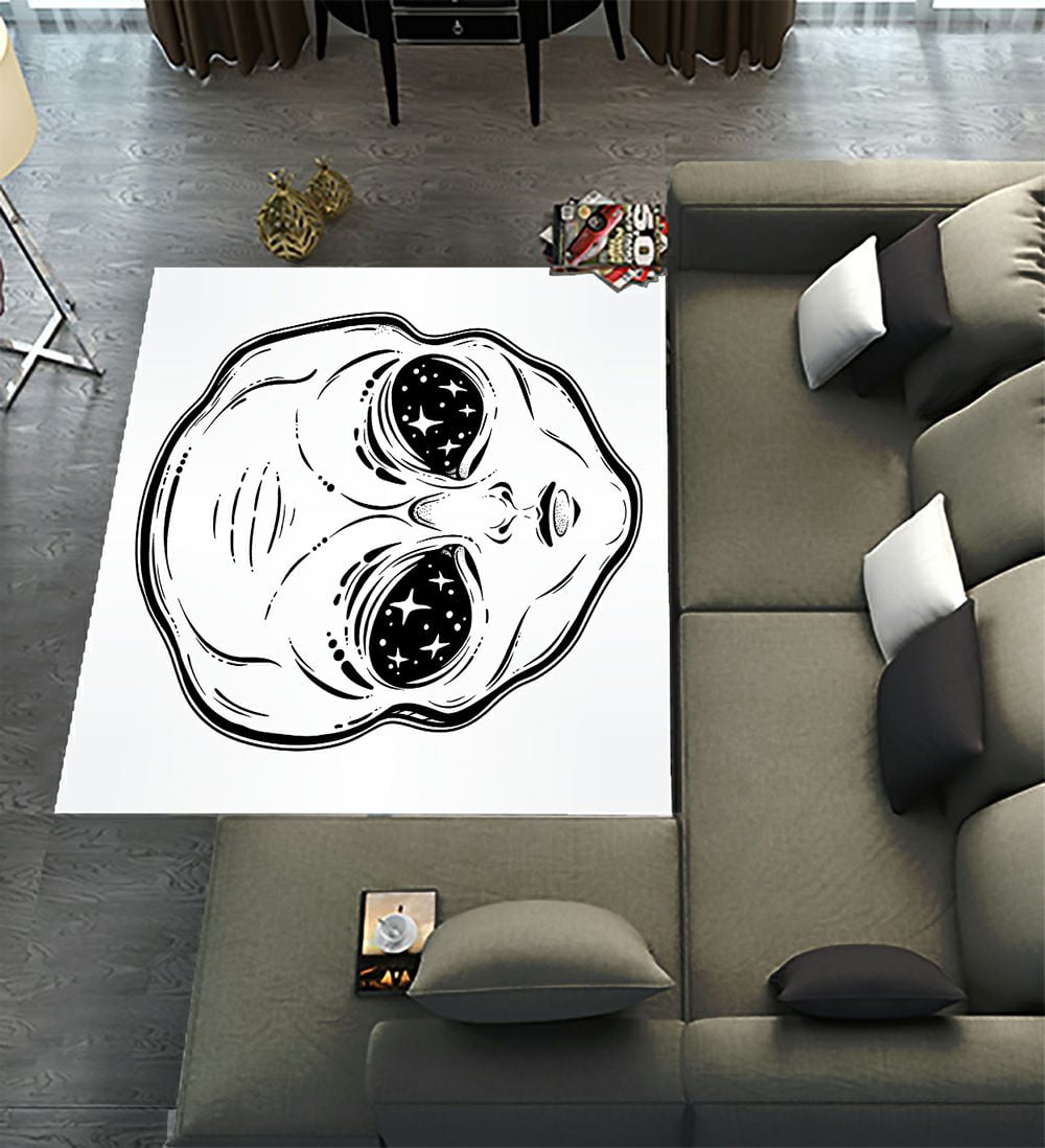 ECZJNT A Alien Head With Starry Eyes With Space Inside Area Rugs 2 x ...