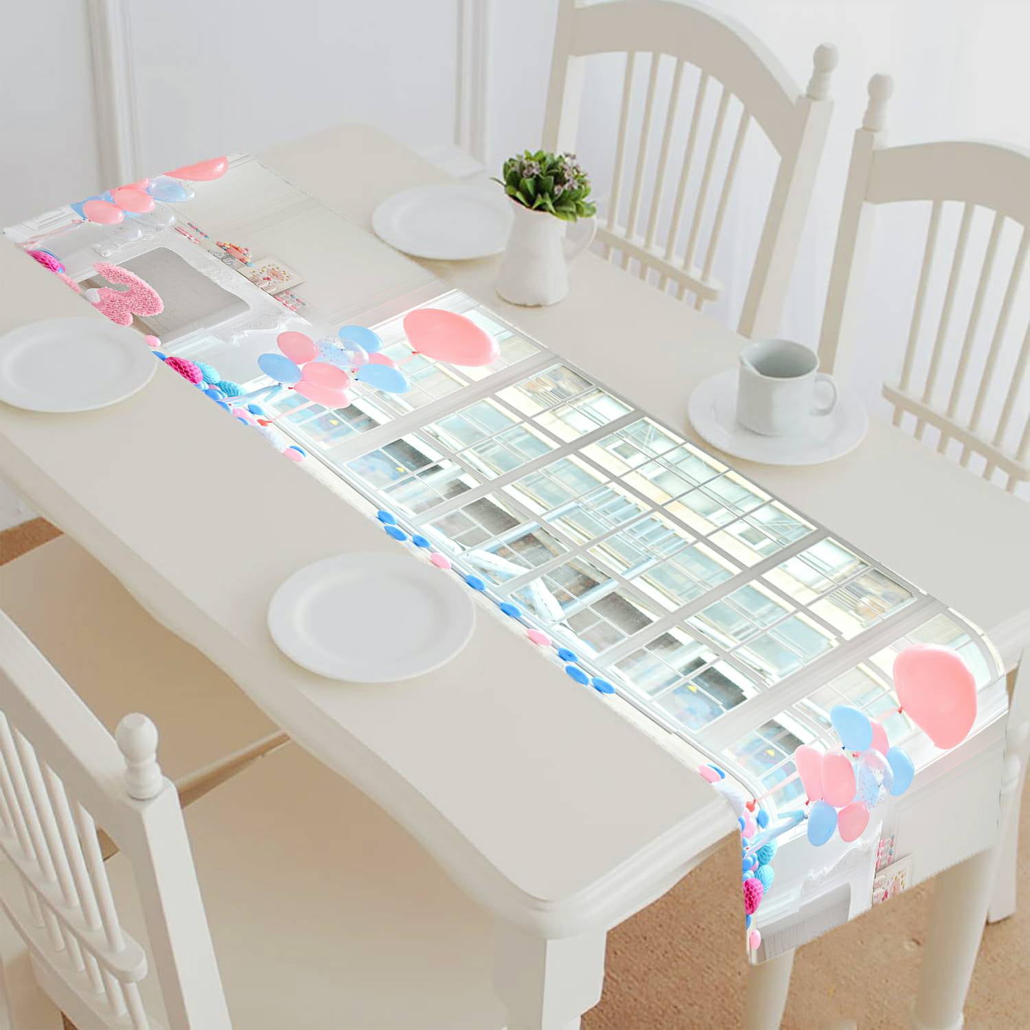 ECZJNT A lot of balloons table runner table cloth tea table cloth 14x72 ...