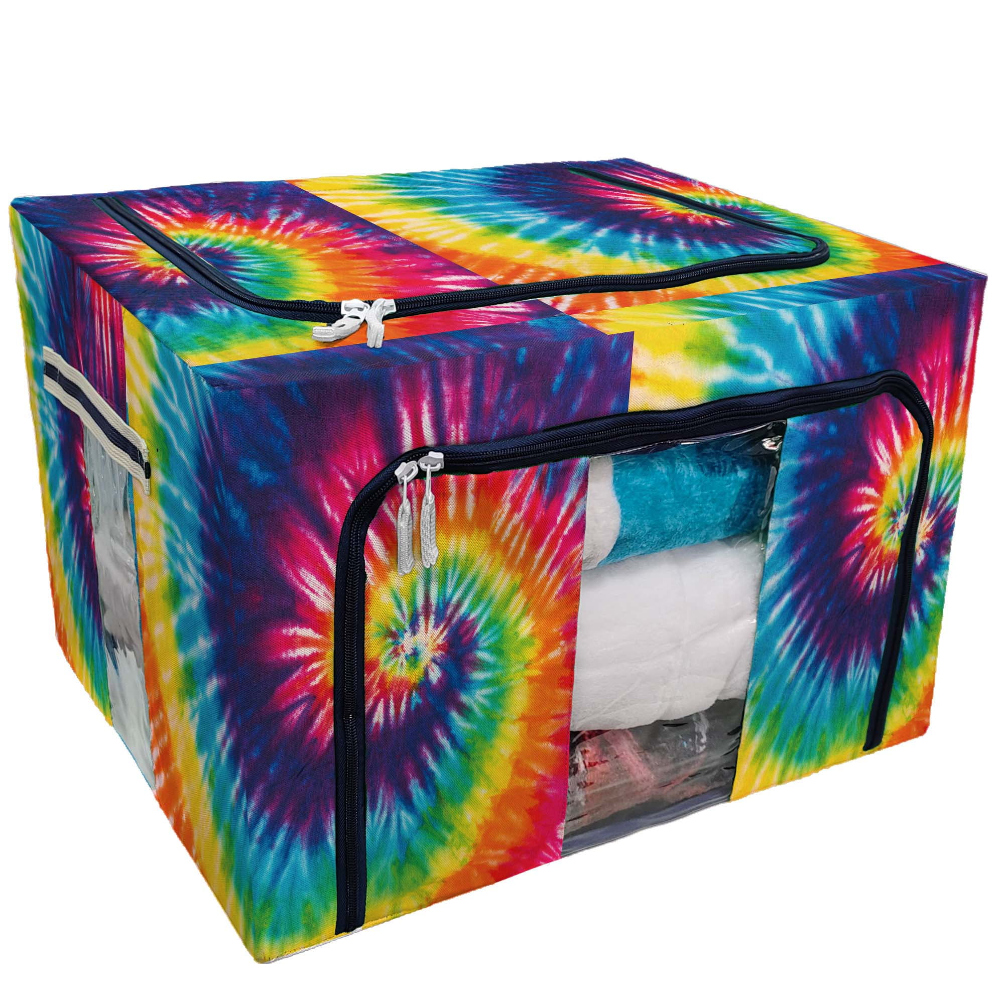 ECZJNT Abstract Swirl Design Tie Dye Storage Bag Clear Window Storage ...