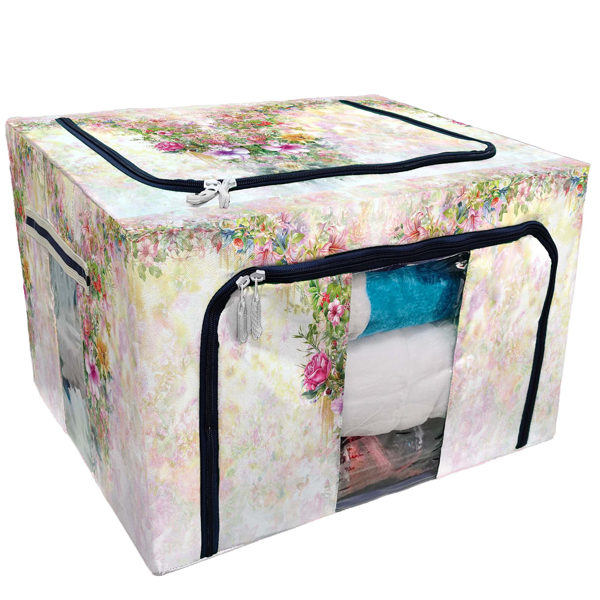 ECZJNT Abstract colorful flowers Storage Bag Clear Window Storage Bins ...