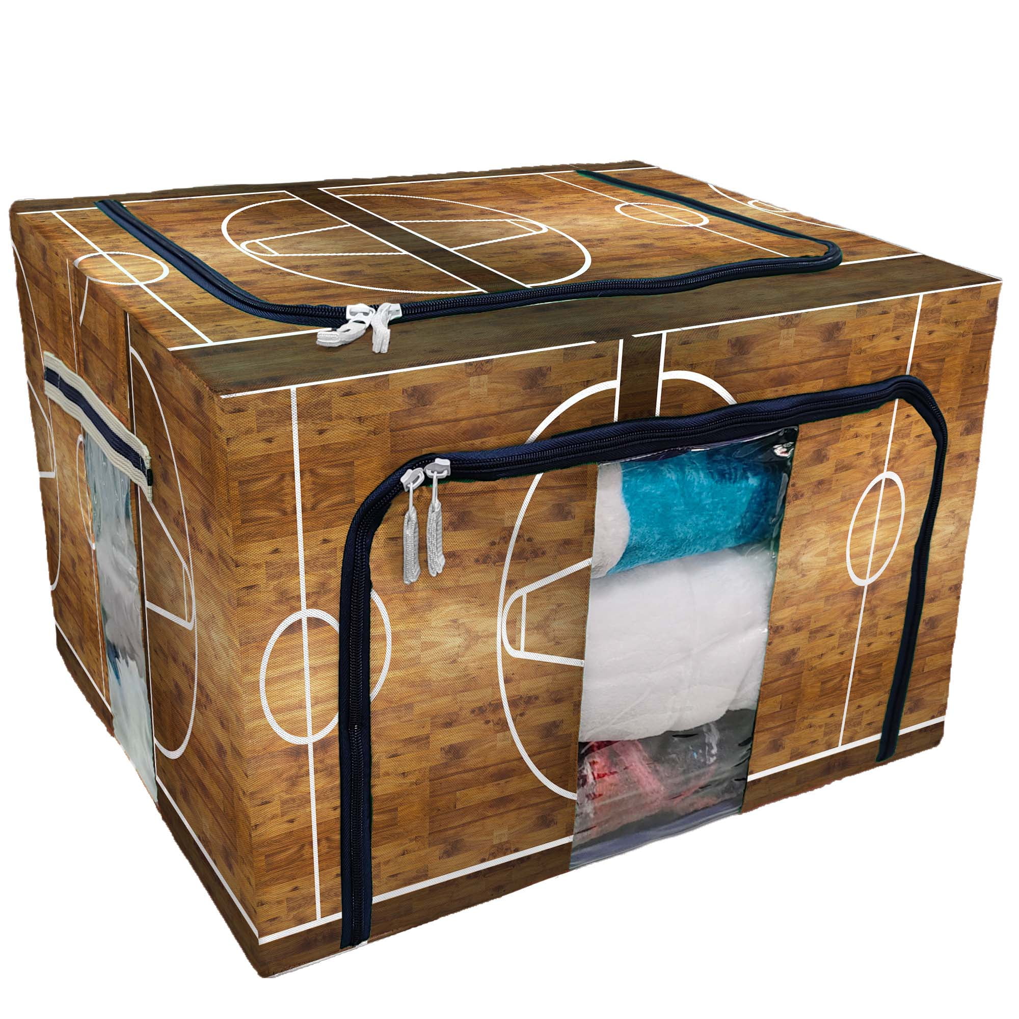 ECZJNT Aerial top view hardwood basketball court Storage Bag Clear ...