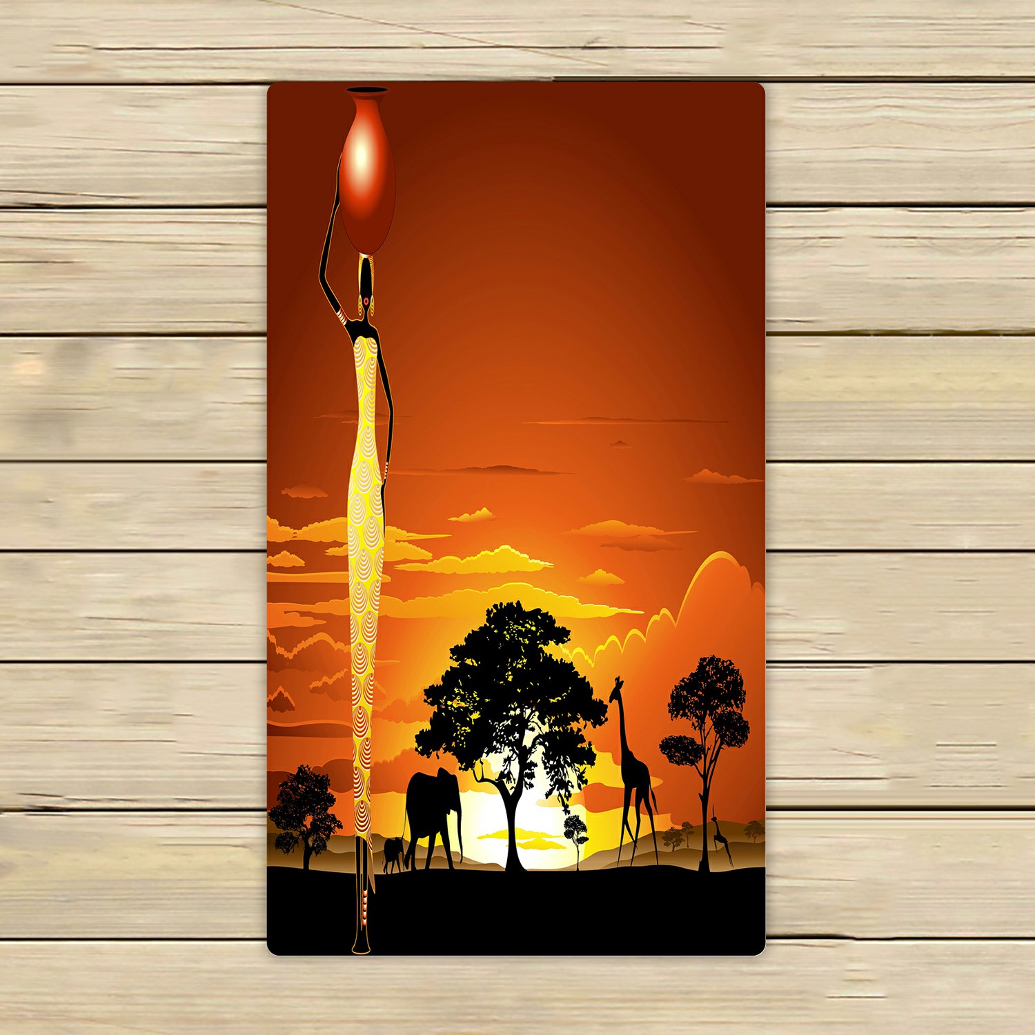 ECZJNT African Woman on Bright Savannah Sunset Beach Bath Towels Shower ...