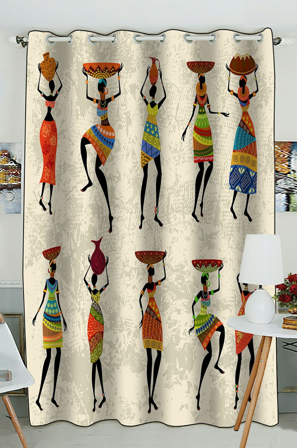 ECZJNT African woman Blackout Window Curtain Drapery One Panel 52x84 ...