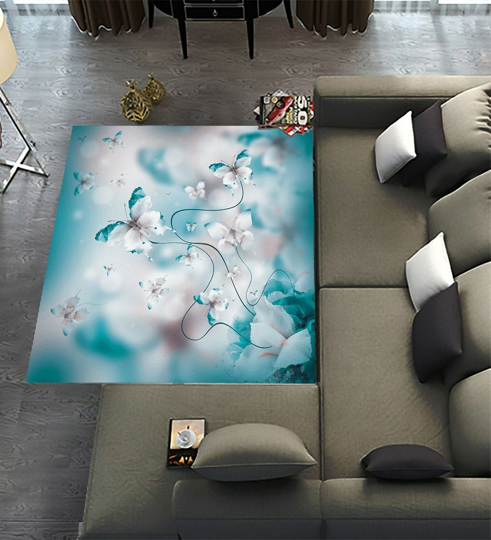 ECZJNT Amazing Butterfly Fairy Of Flowers Hydrangeas And Iris Area Rugs ...