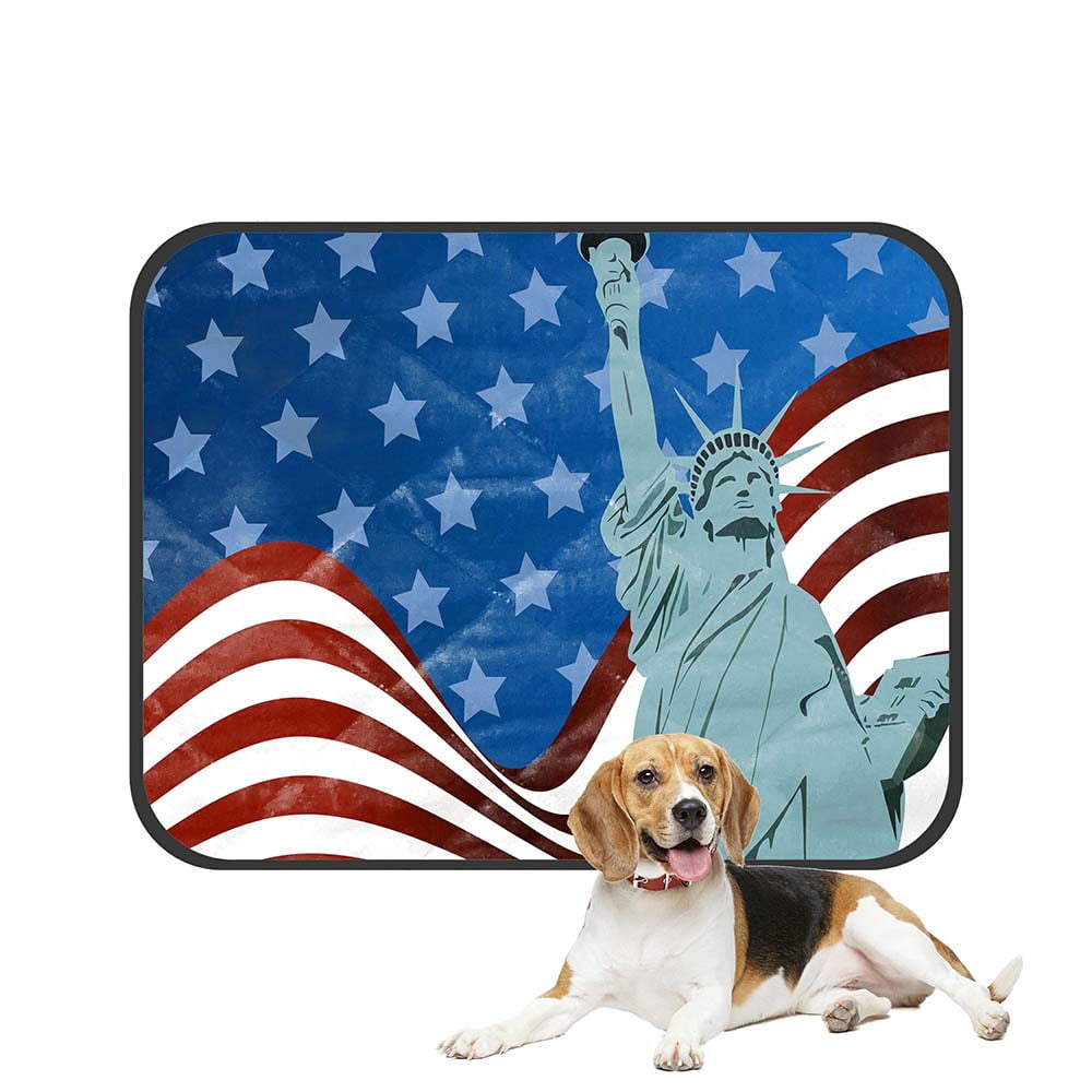 ECZJNT American Flag And Statue Of Liberty Pet Dog Cat Bed Pee Pads Mat ...