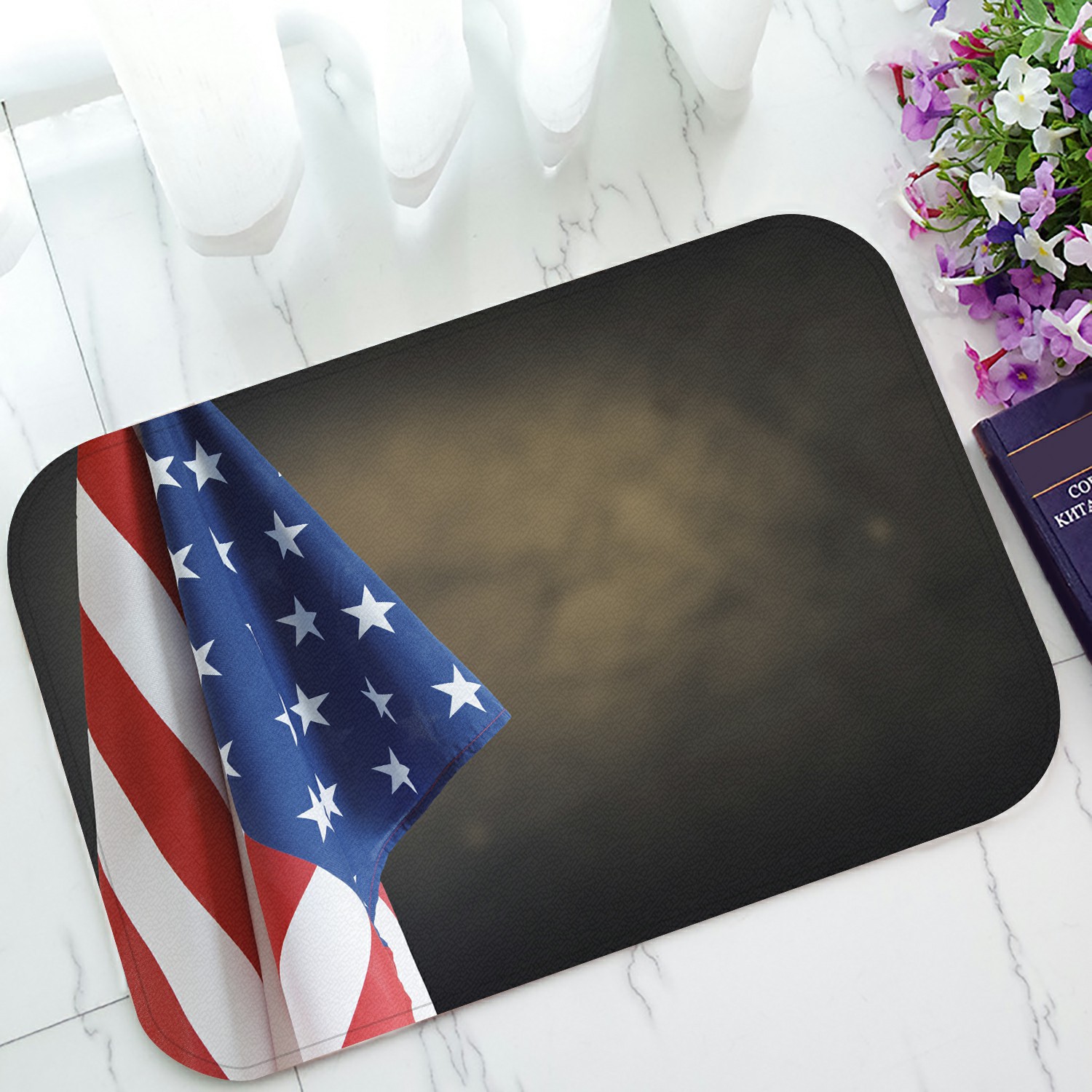 ECZJNT American Flag Front Brown Copy Space Welcome Doormat Bath Mat ...