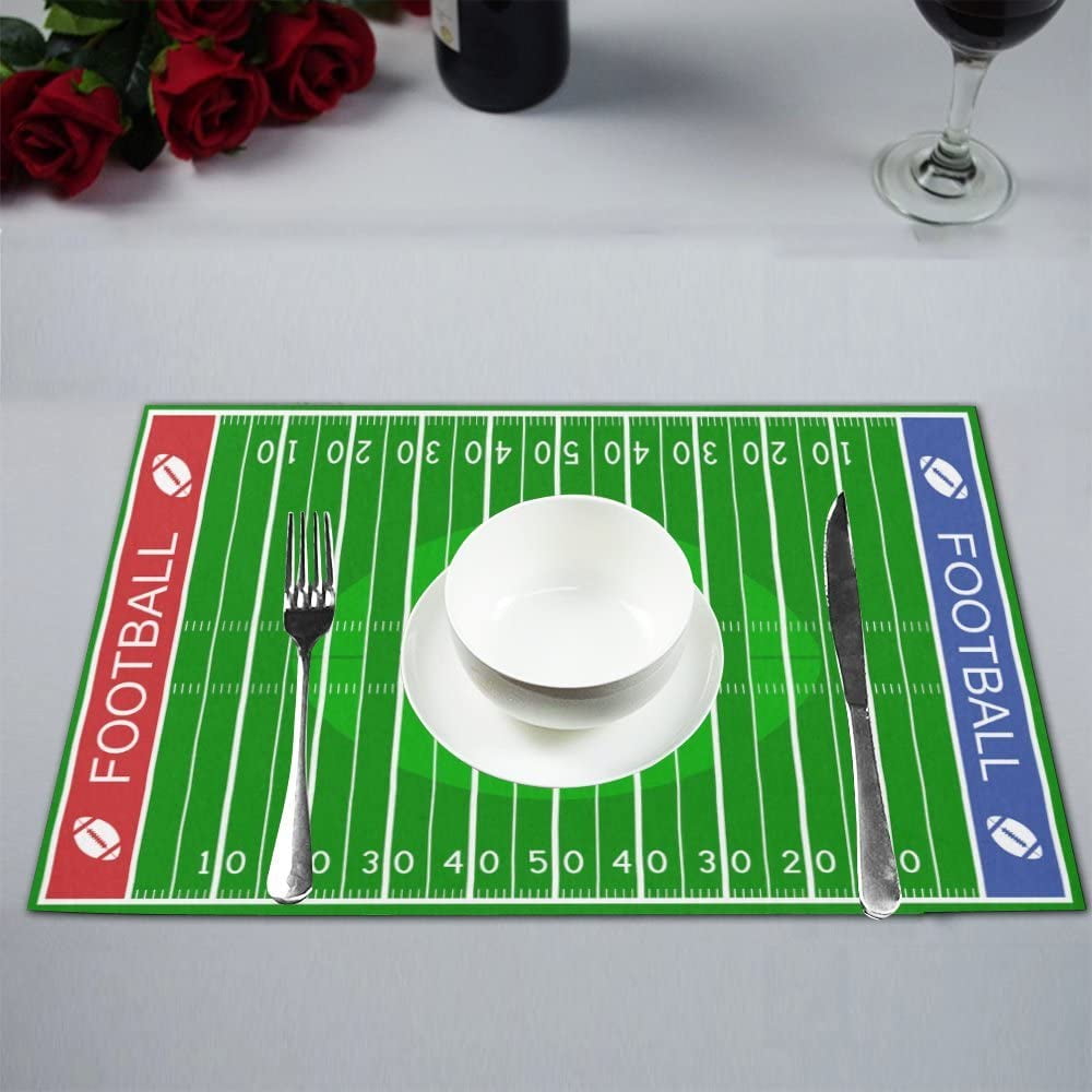 ECZJNT American Football Field Placemat Plate Holder Set of 2, Yard ...