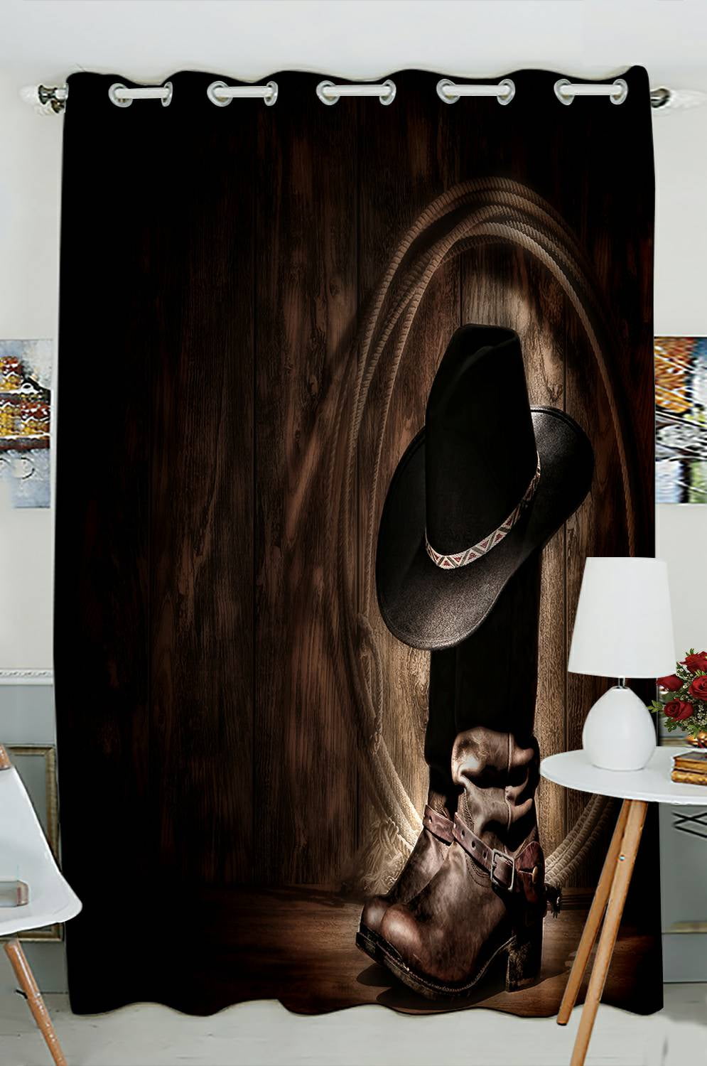 ECZJNT American West rodeo Cowboy Blackout Window Curtain Drapery ...