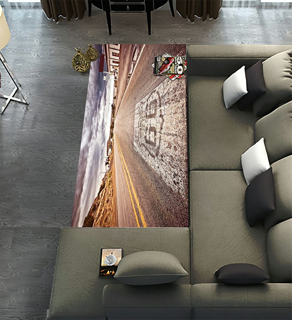 ECZJNT An Old Route 66 Shield Painted On Road Runner Rug 2.6 x 7ft Long ...